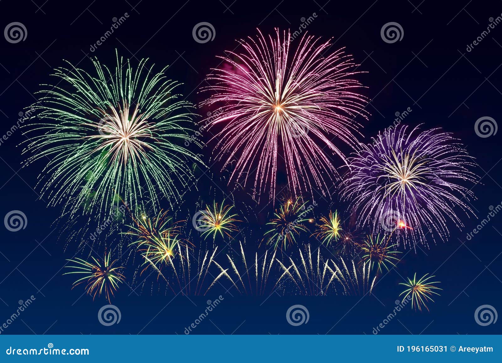 Colorful Fireworks Celebration and the Twilight Sky Stock Image - Image ...