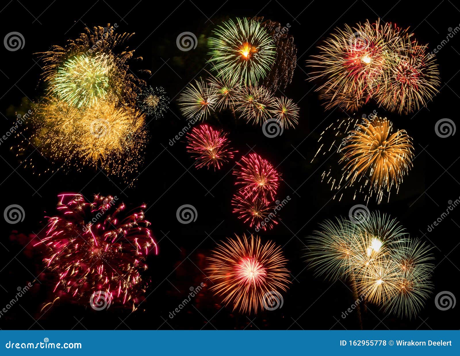 Colorful Fireworks for Celebrations on Black Background Stock Photo ...