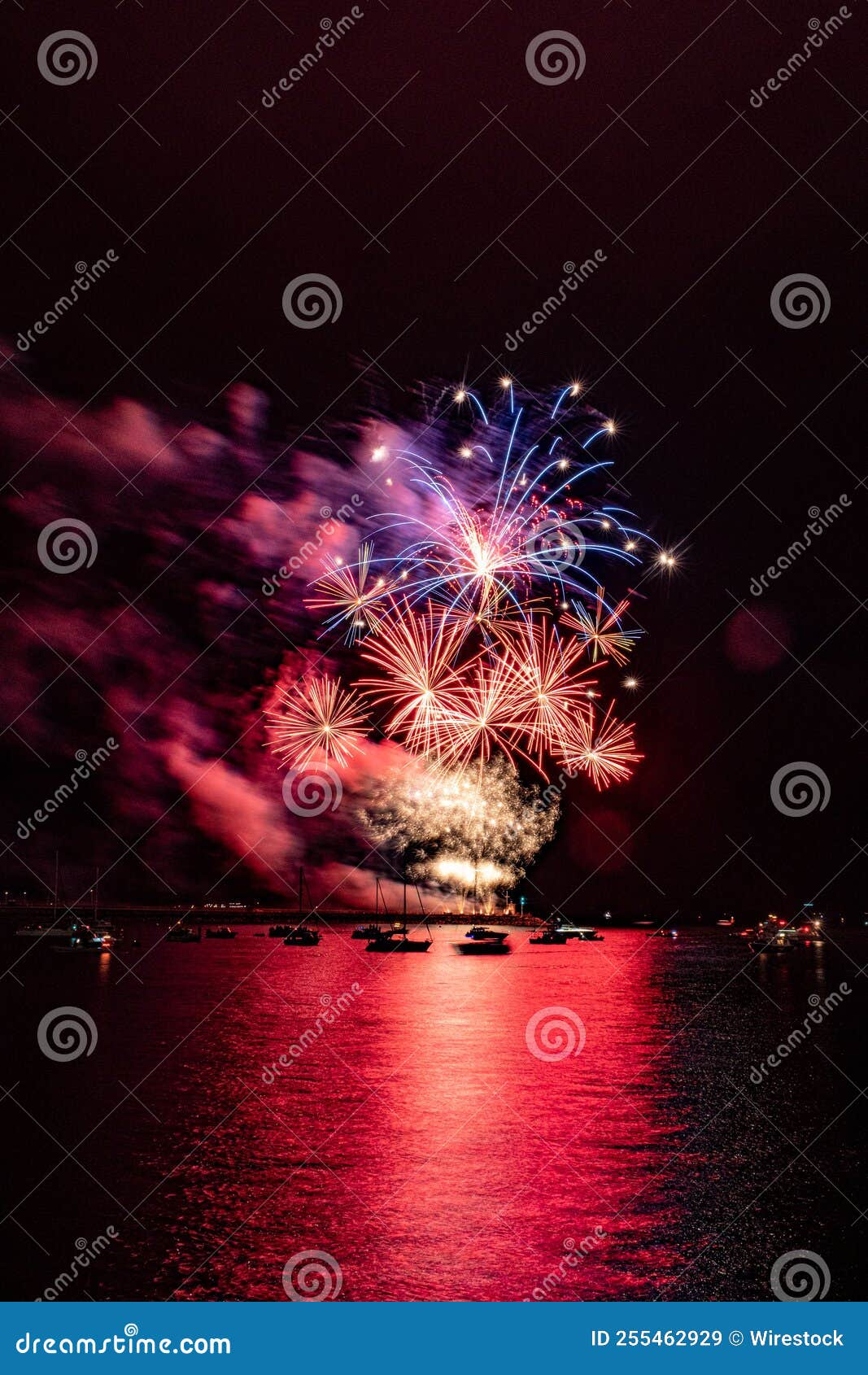 Colorful Fireworks in the Dark Night Sky during a Celebration Stock ...