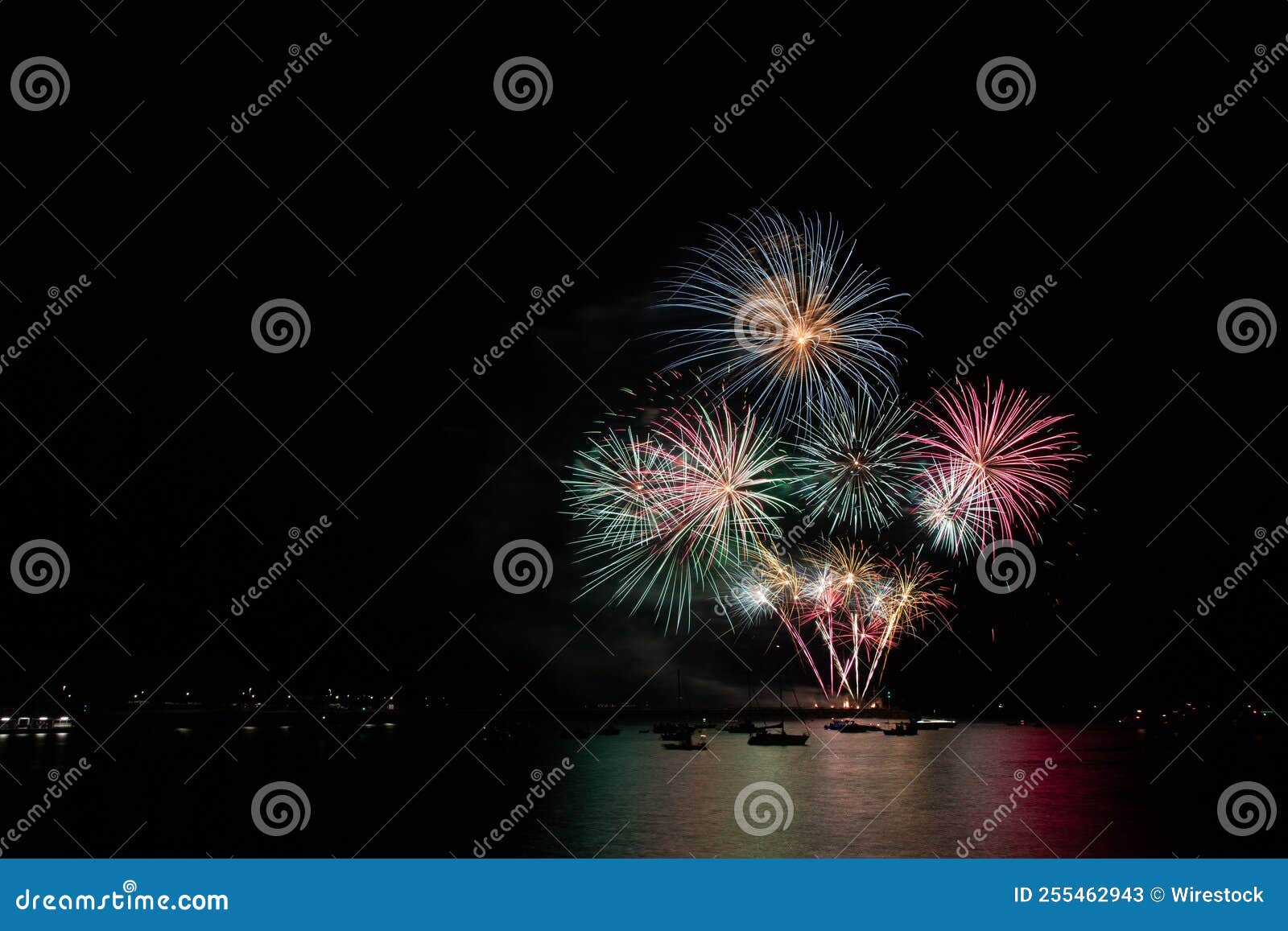 Colorful Fireworks in the Dark Night Sky during a Celebration Stock ...