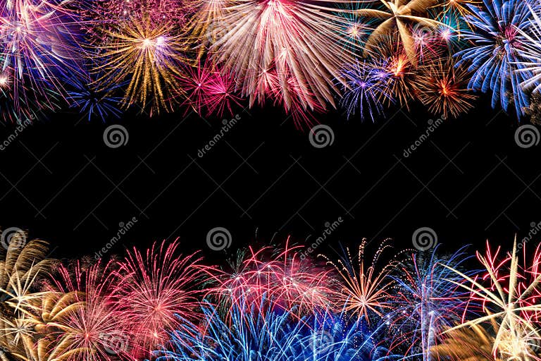 Colorful Fireworks Display Border Stock Photo - Image of independence ...