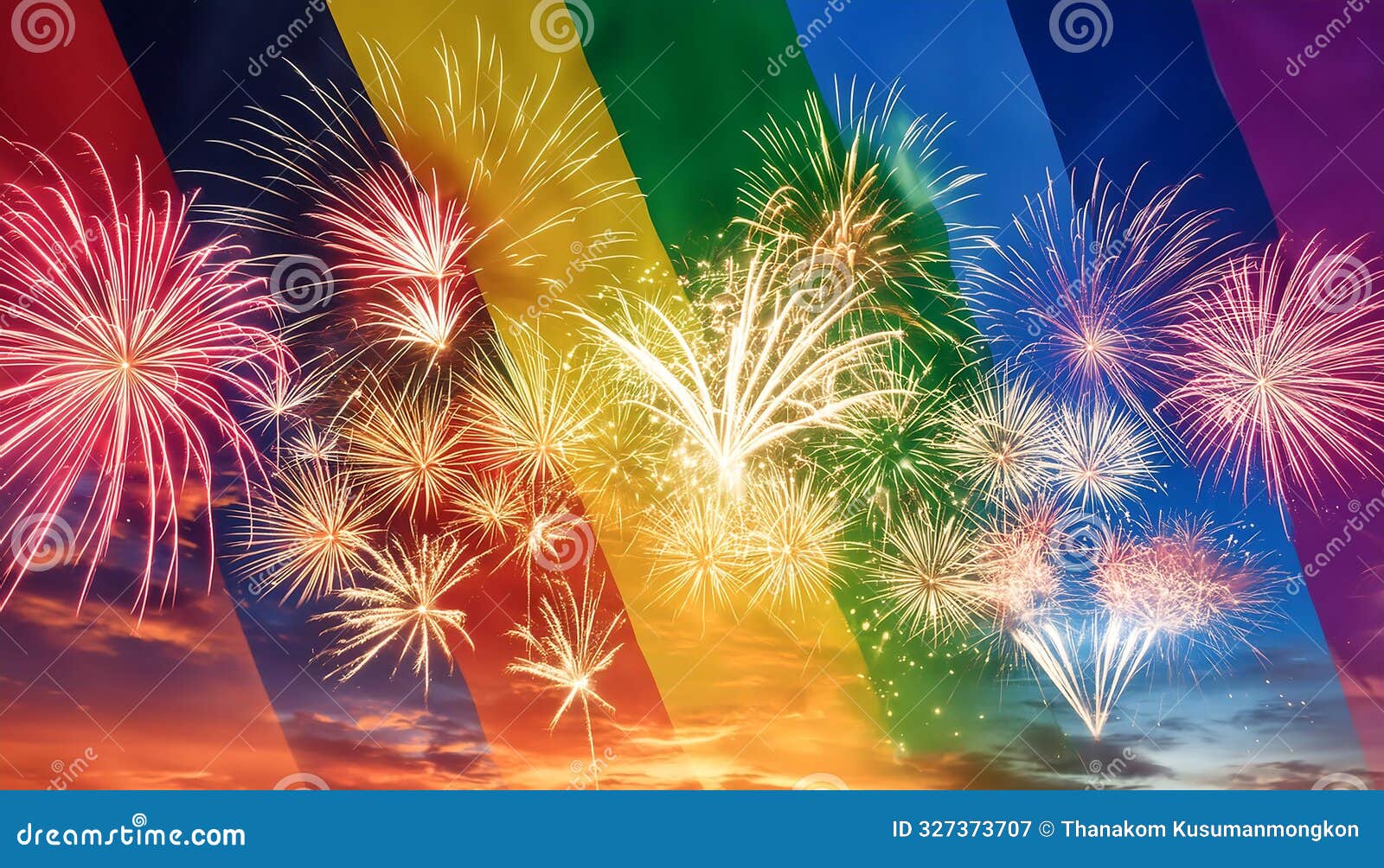 A Colorful Fireworks Display Exploding in the Night Sky, with a Large ...