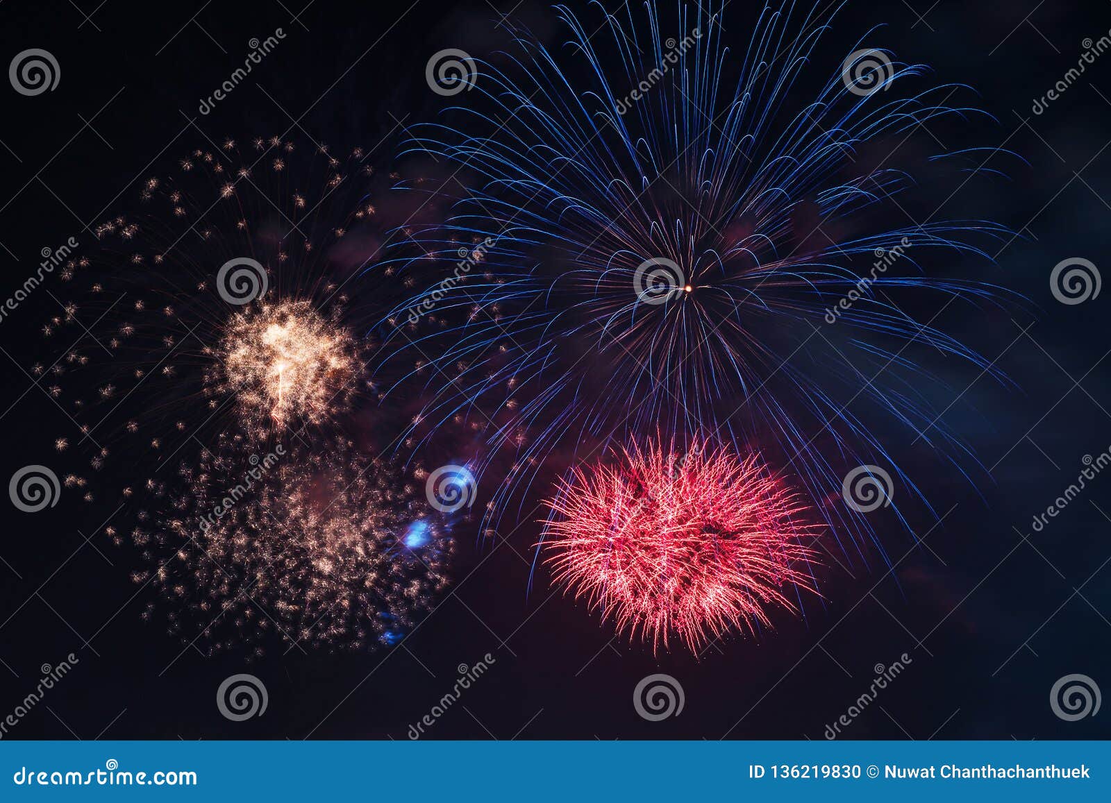 Colorful fireworks display stock photo. Image of evening - 136219830