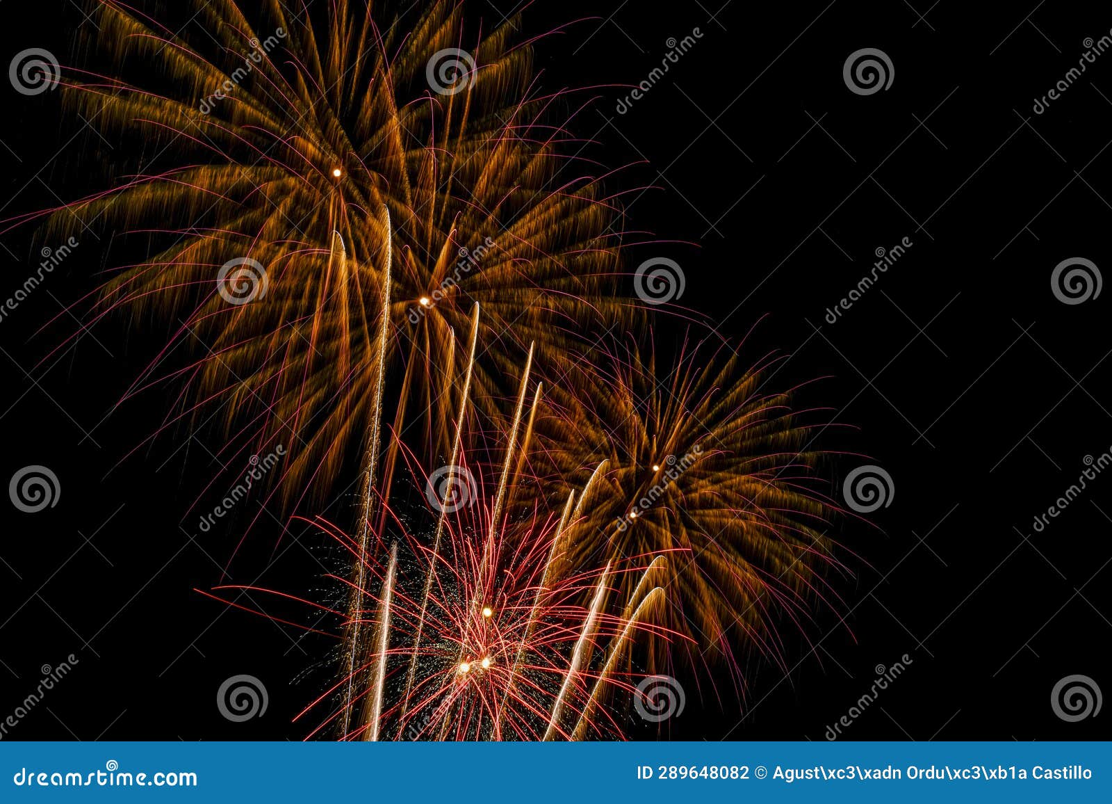 Colorful Fireworks Exploded in the Night Sky. Stock Photo - Image of ...