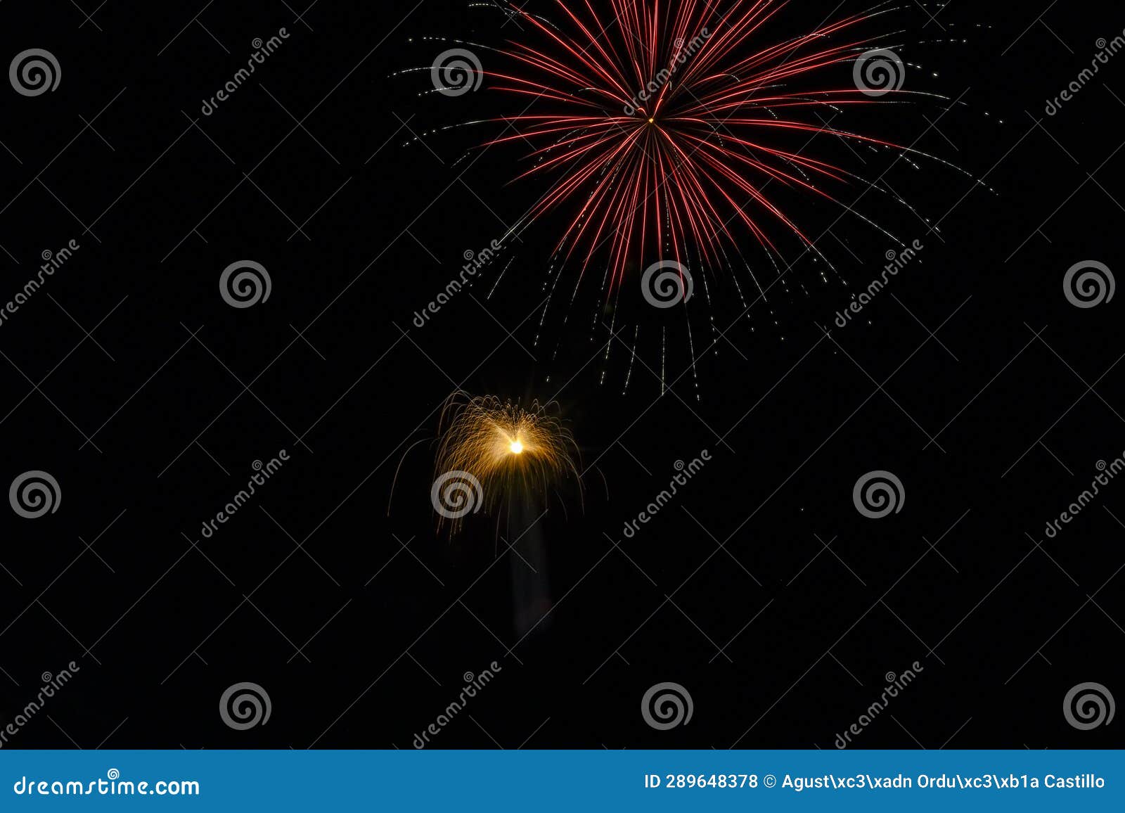 Colorful Fireworks Exploded in the Night Sky. Stock Photo - Image of ...