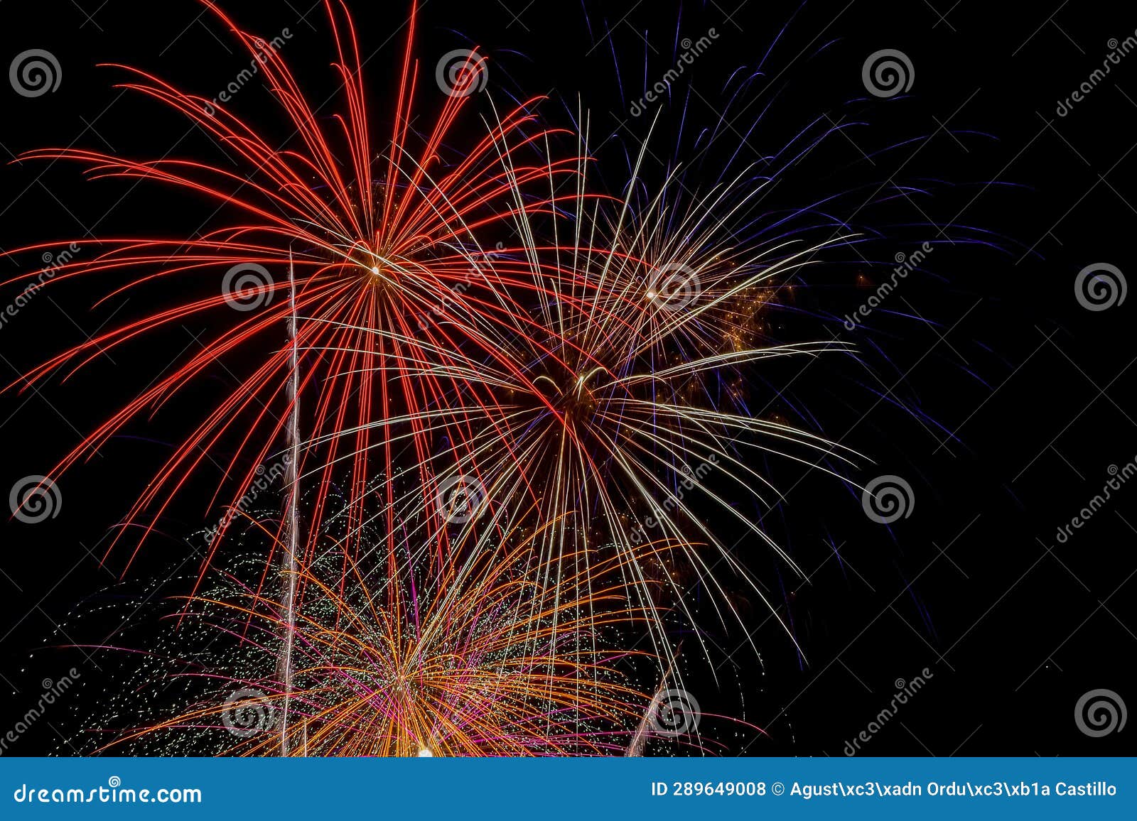 Colorful Fireworks Exploded in the Night Sky. Stock Photo - Image of ...