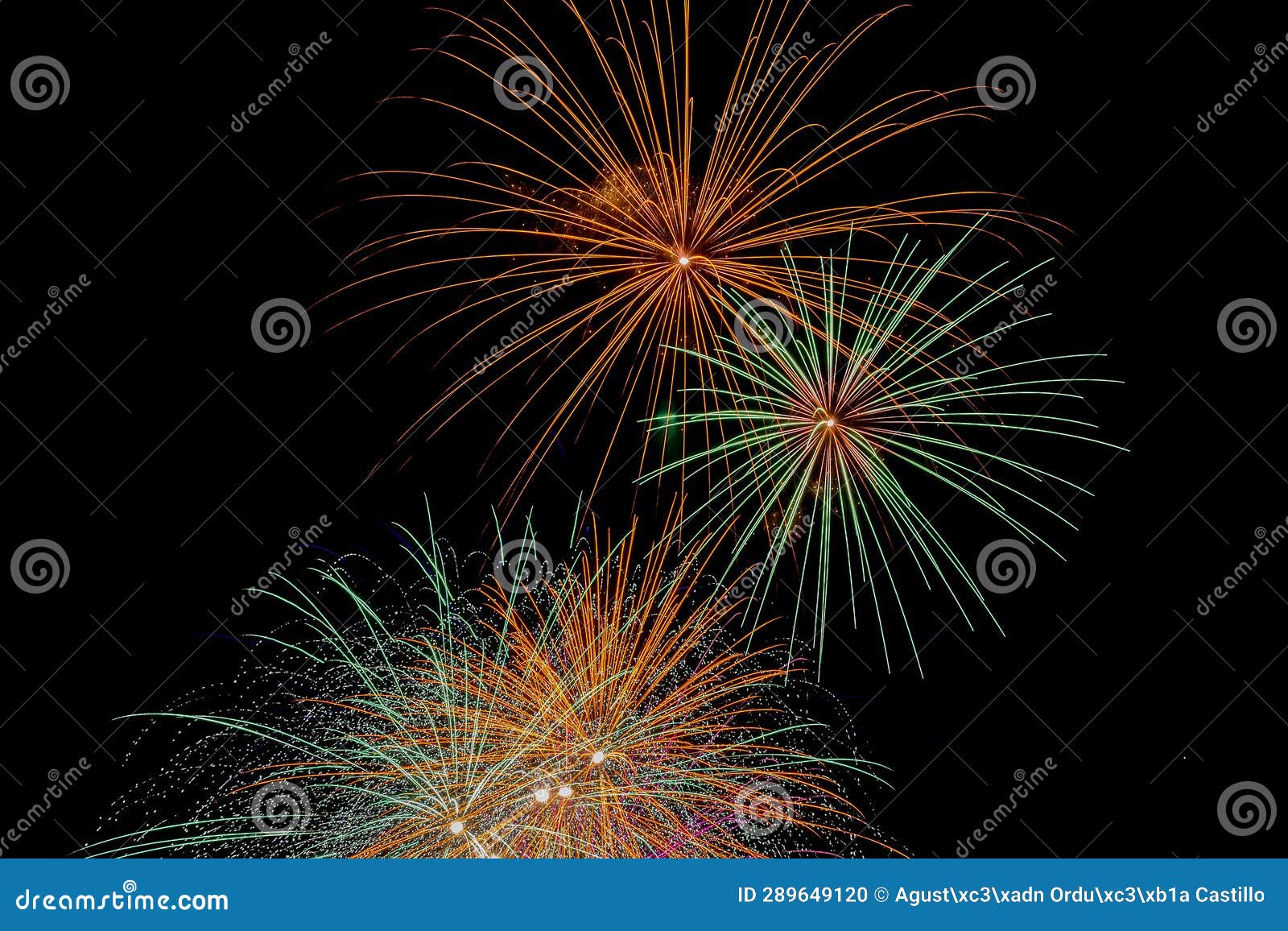 Colorful Fireworks Exploded in the Night Sky. Stock Photo - Image of ...