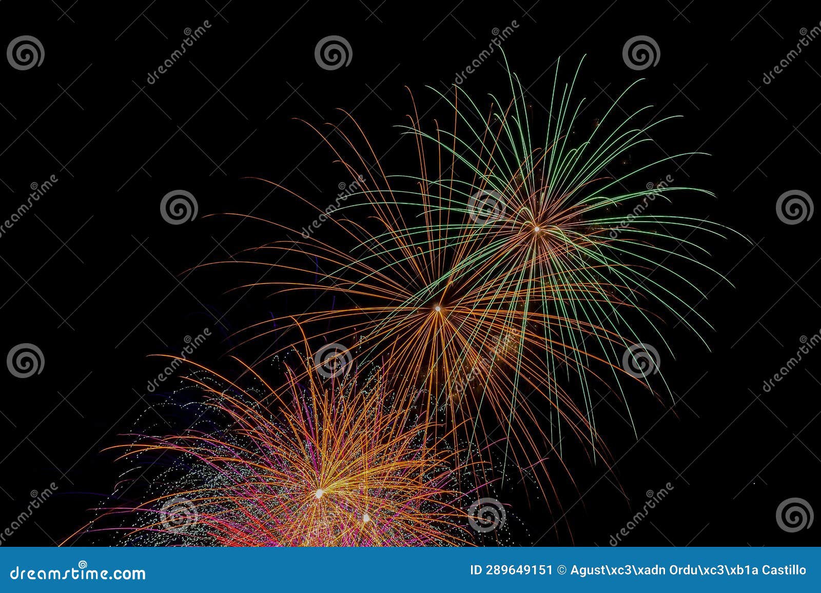 Colorful Fireworks Exploded in the Night Sky. Stock Image - Image of ...
