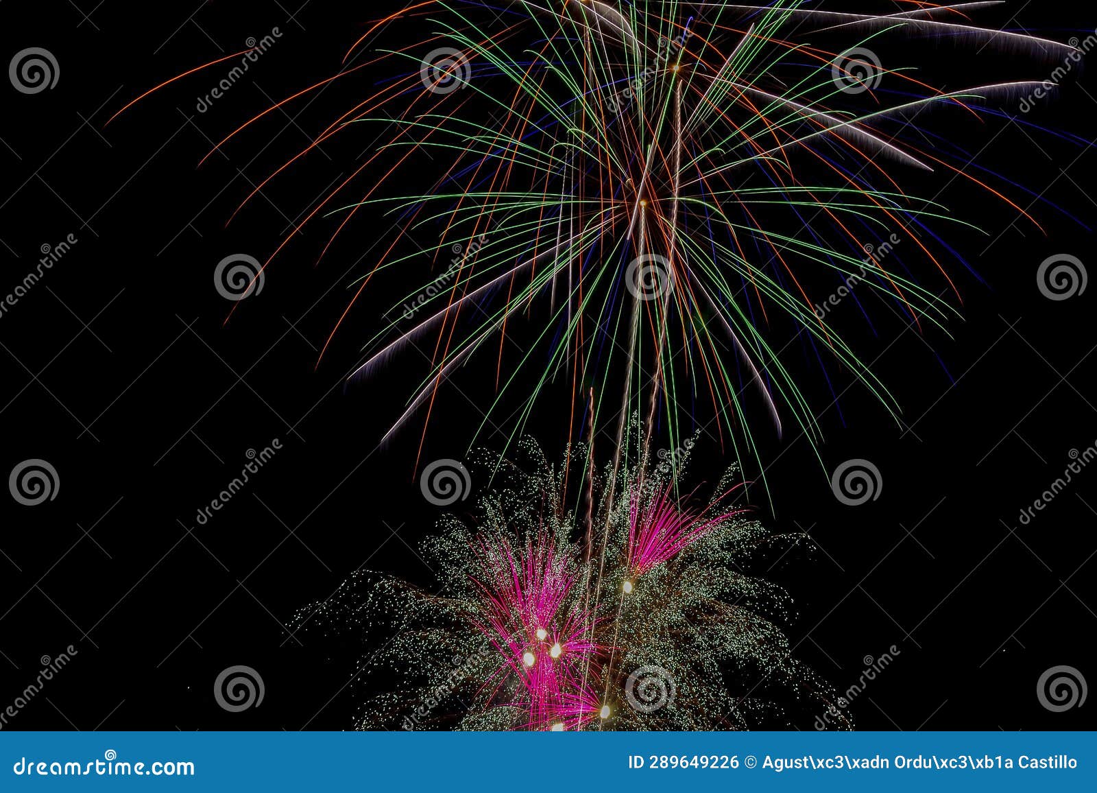 Colorful Fireworks Exploded in the Night Sky. Stock Photo - Image of ...