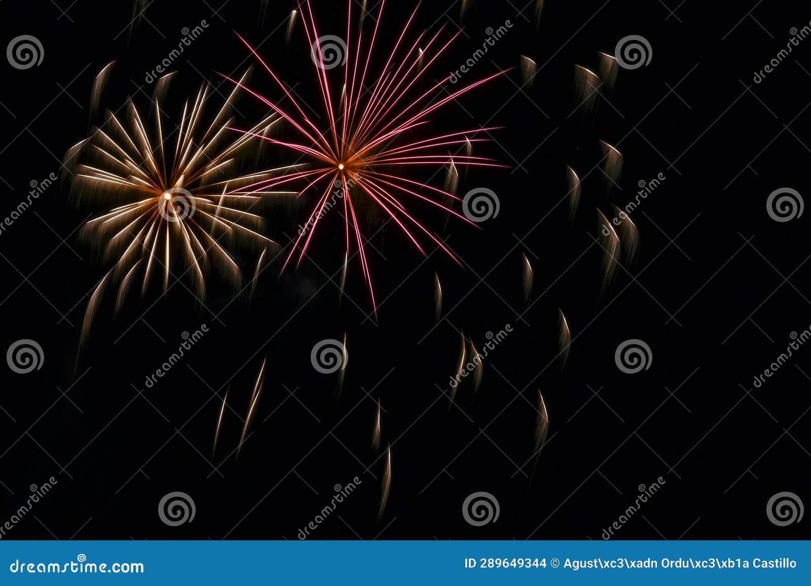 Colorful Fireworks Exploded in the Night Sky. Stock Photo - Image of ...