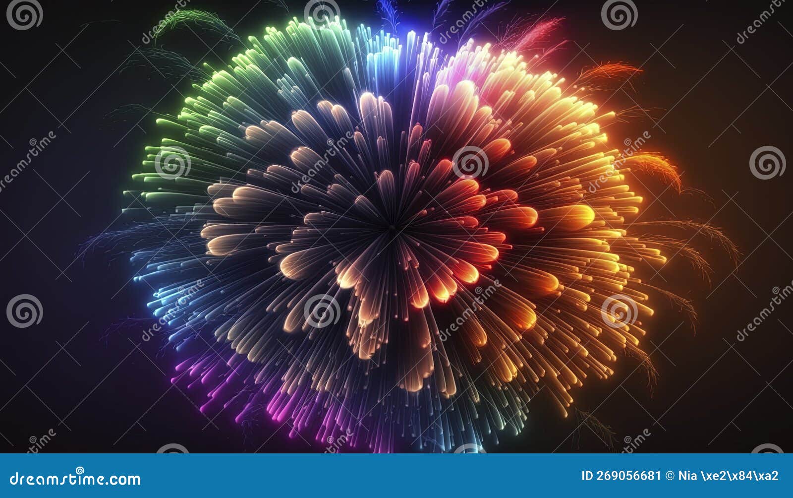 Colorful Fireworks Exploding in the Night Sky Stock Illustration ...