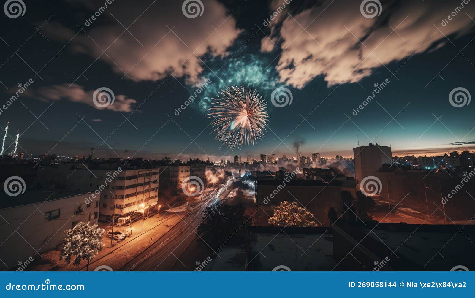 Colorful Fireworks Exploding in the Night Sky Stock Photo - Image of ...