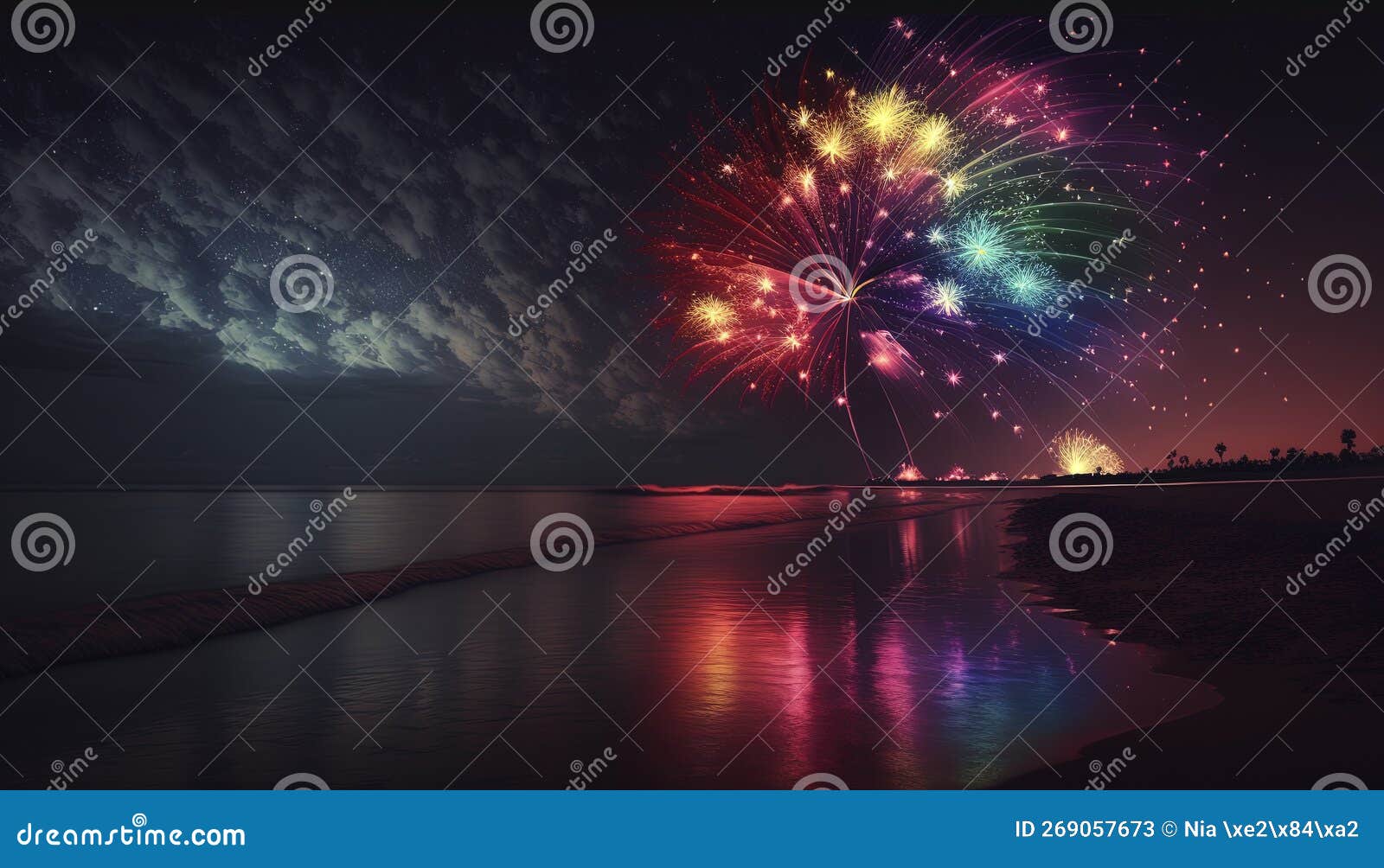 Colorful Fireworks Exploding in the Night Sky Stock Image - Image of ...