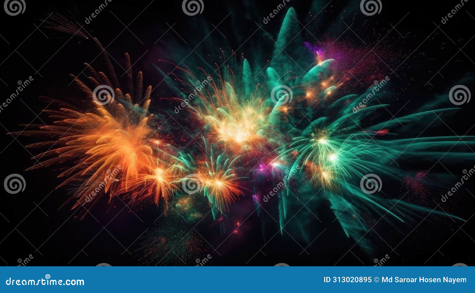 Colorful Fireworks Exploding in a Night Sky Mesmerizing Display with ...
