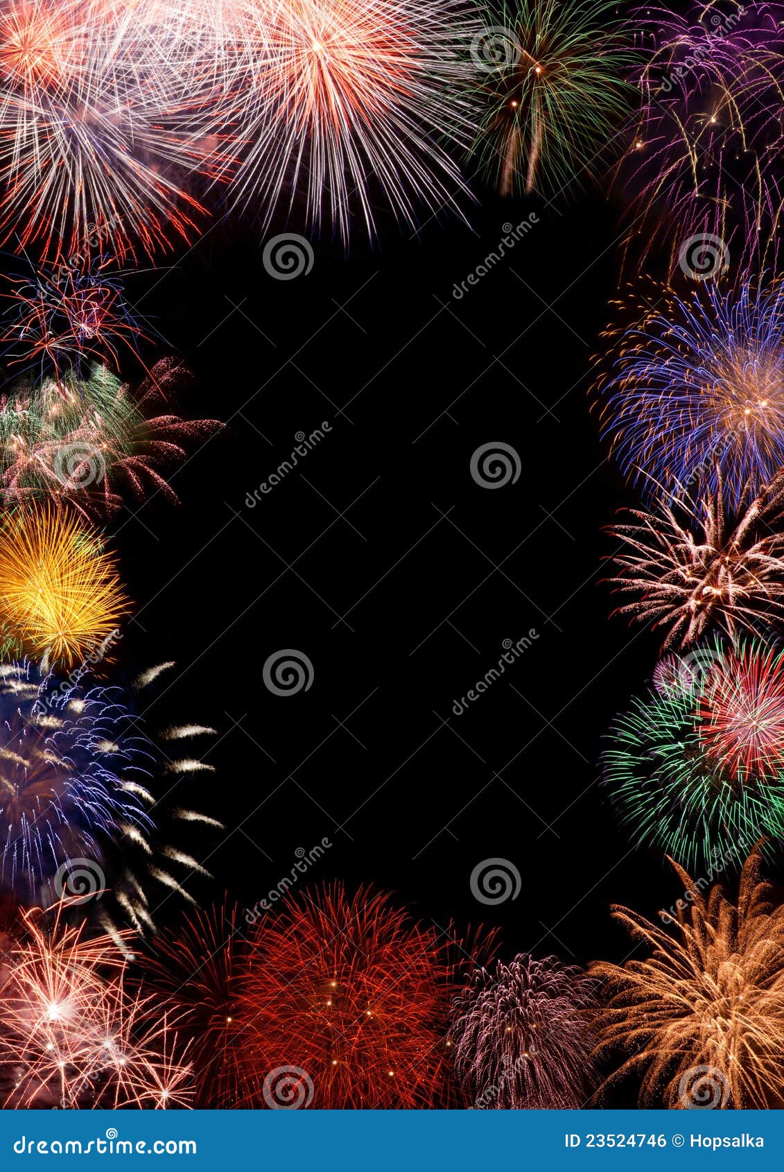 Colorful fireworks frame stock photo. Image of explode - 23524746