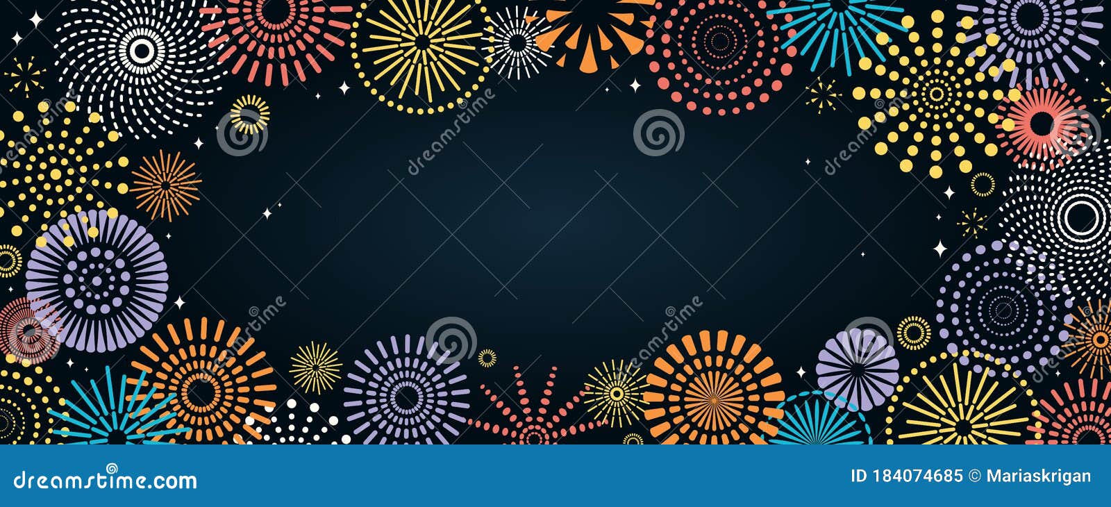 Colorful fireworks frame stock vector. Illustration of festival - 184074685