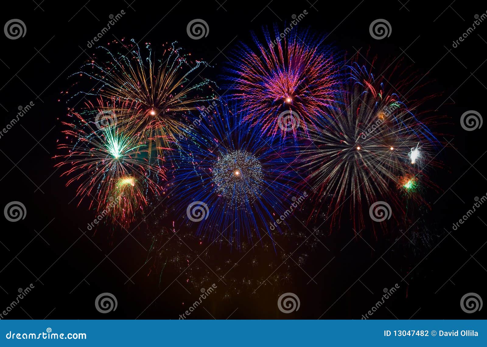 Colorful Fireworks on a Holiday Night Stock Photo - Image of type ...