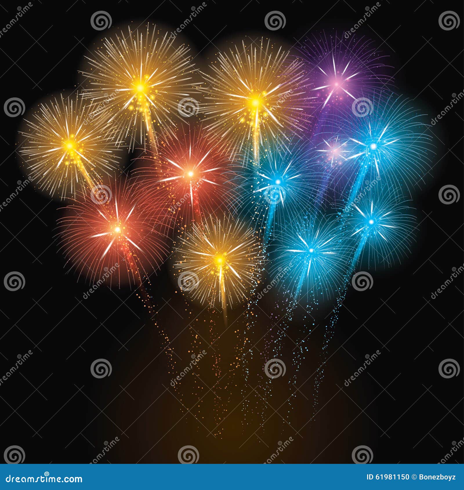 Colorful Fireworks Illustration Stock Vector - Illustration of festival ...