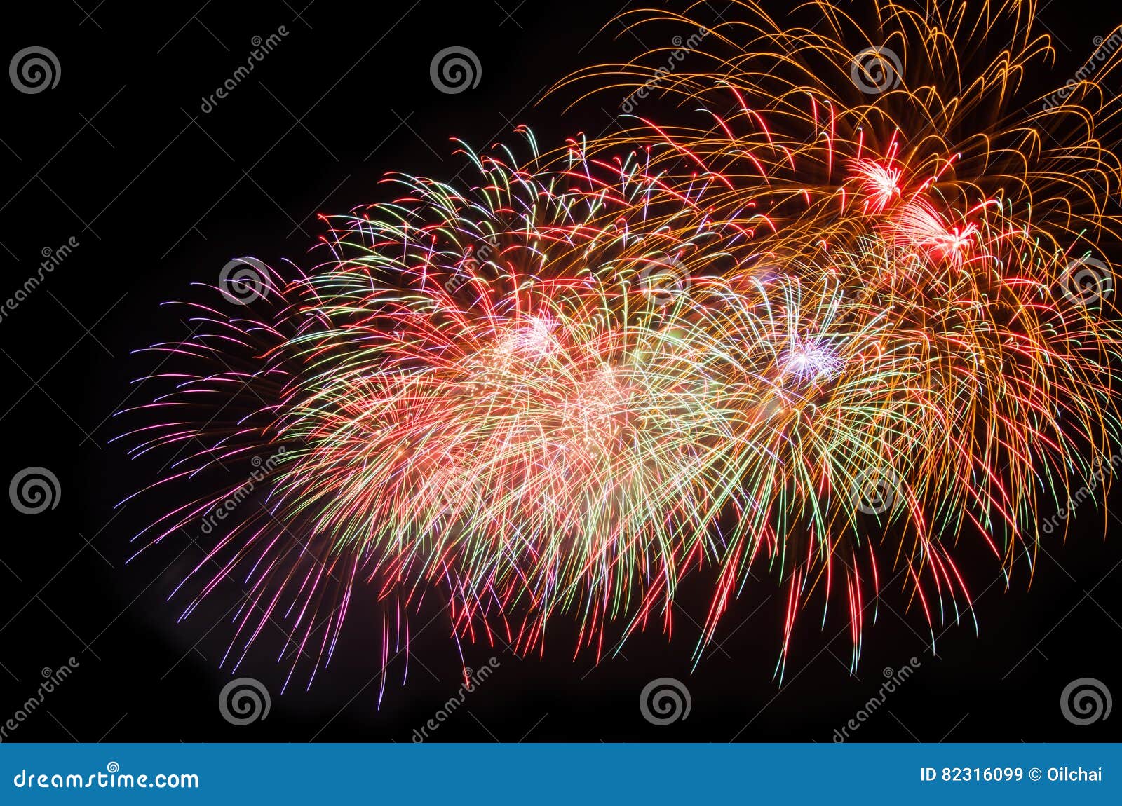 Colorful Fireworks Light Up the Sky Stock Image - Image of feast ...