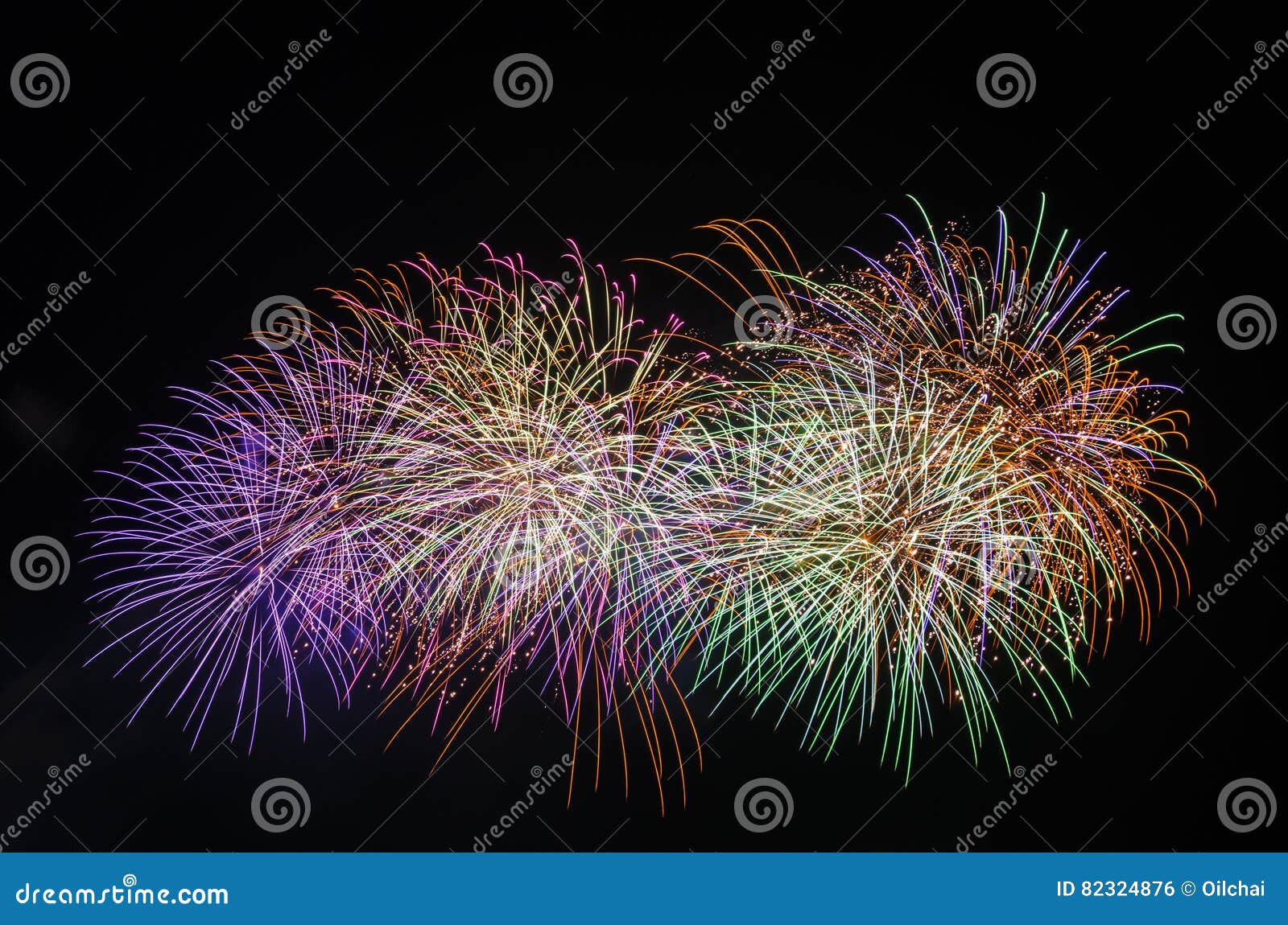 Colorful Fireworks Light Up the Sky Stock Photo - Image of decoration ...