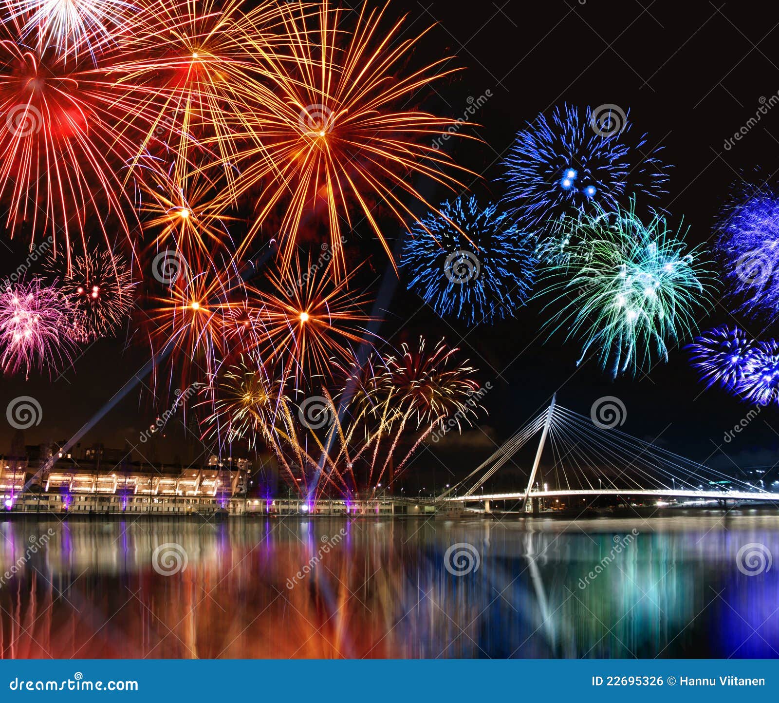 Colorful Fireworks Near Water Stock Photo - Image of celebration ...