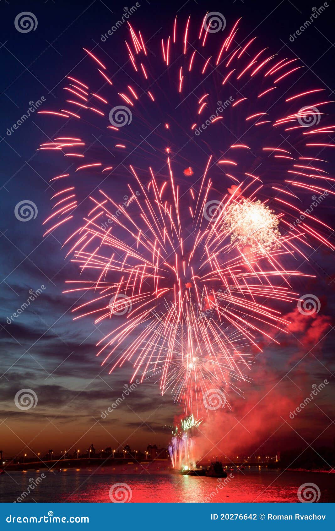 Colorful Fireworks In The Night Sky. Stock Photo - Image of explosive ...