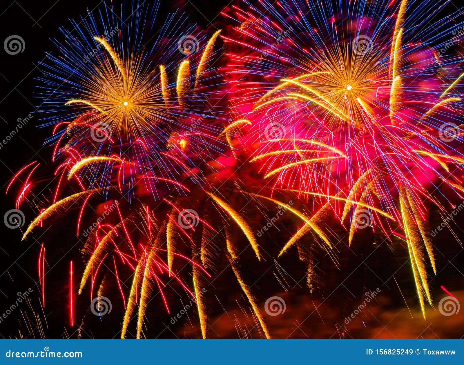 Colorful Fireworks in Night Sky Stock Image - Image of dark, black ...