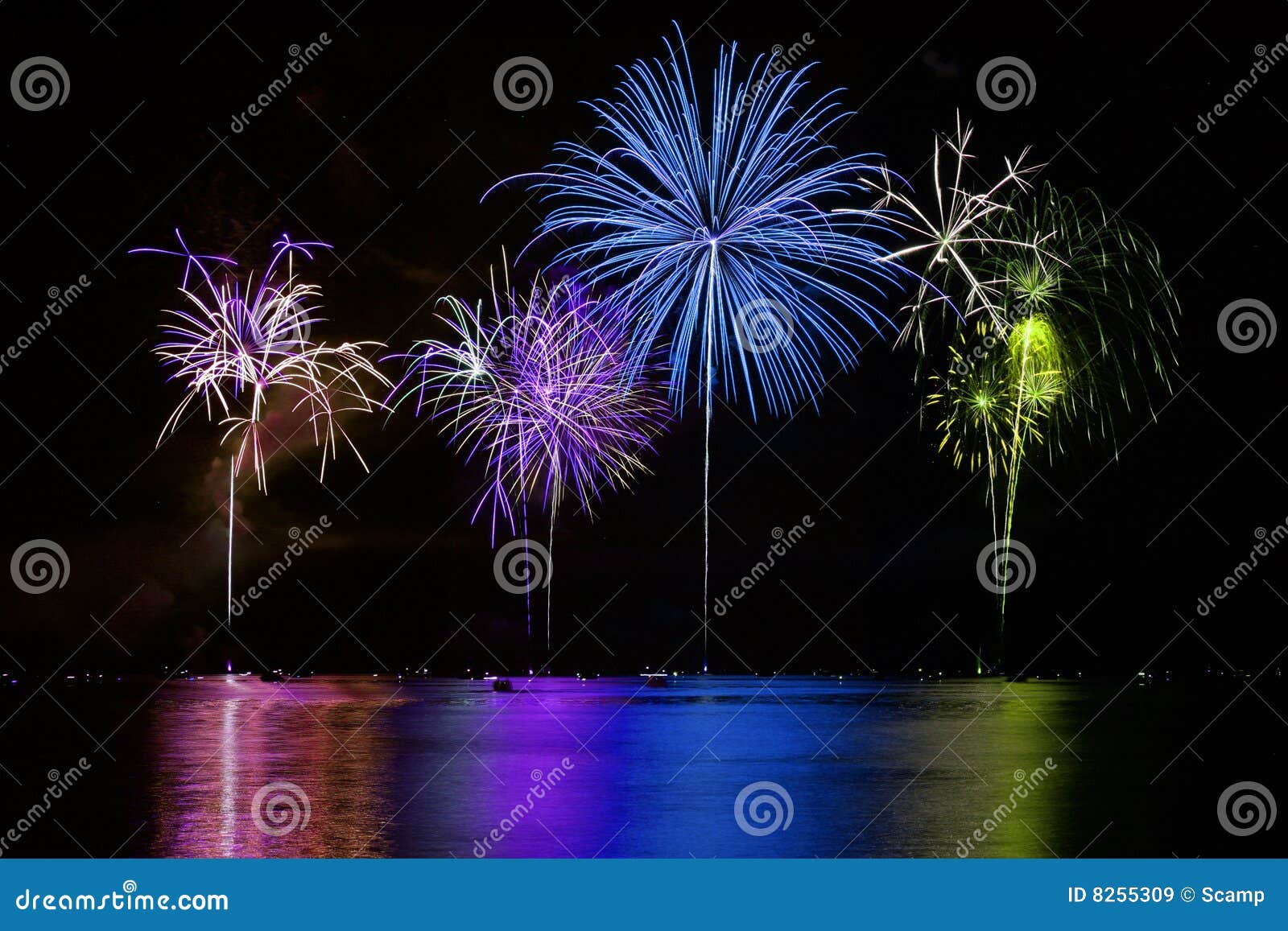 Colorful Fireworks Border, Extra Wide Format Royalty-Free Stock Photo ...