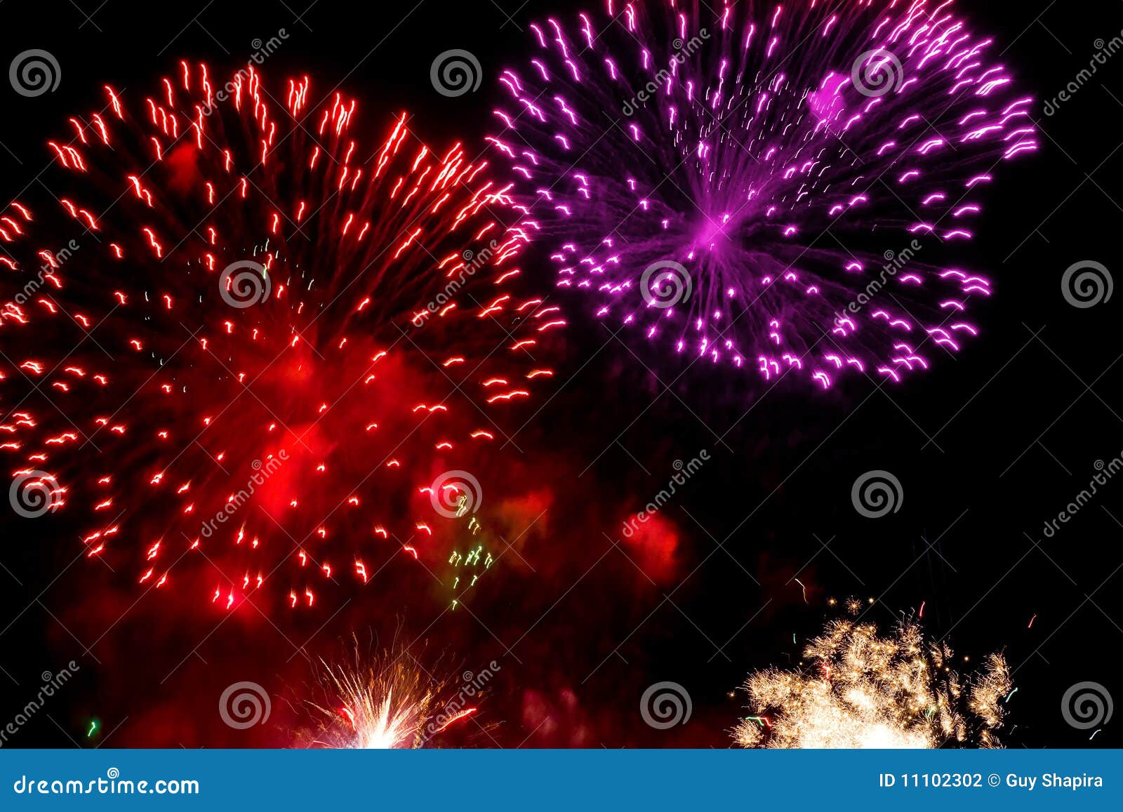 Colorful Fireworks Over a Night Sky Stock Photo - Image of freedom ...