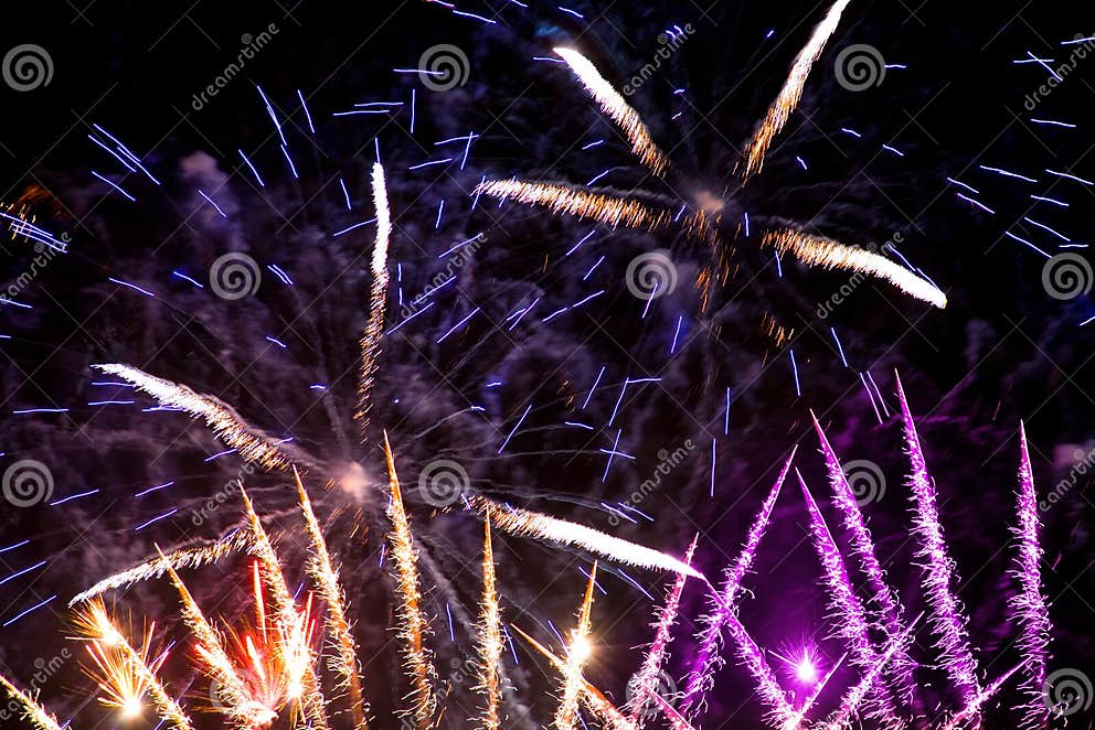 Colorful Fireworks Over a Night Sky Stock Photo - Image of dark ...
