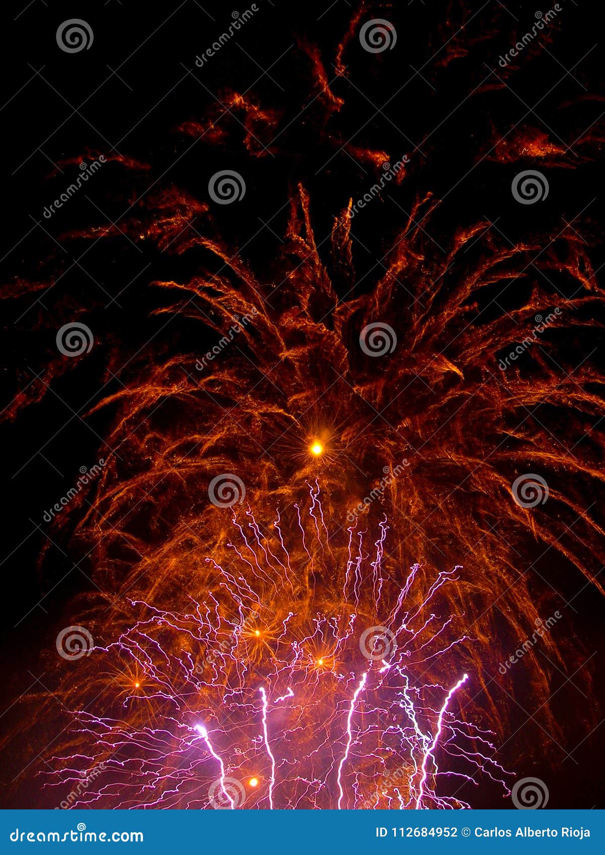 Colorful Fireworks Over Night Sky Stock Photo - Image of dark ...