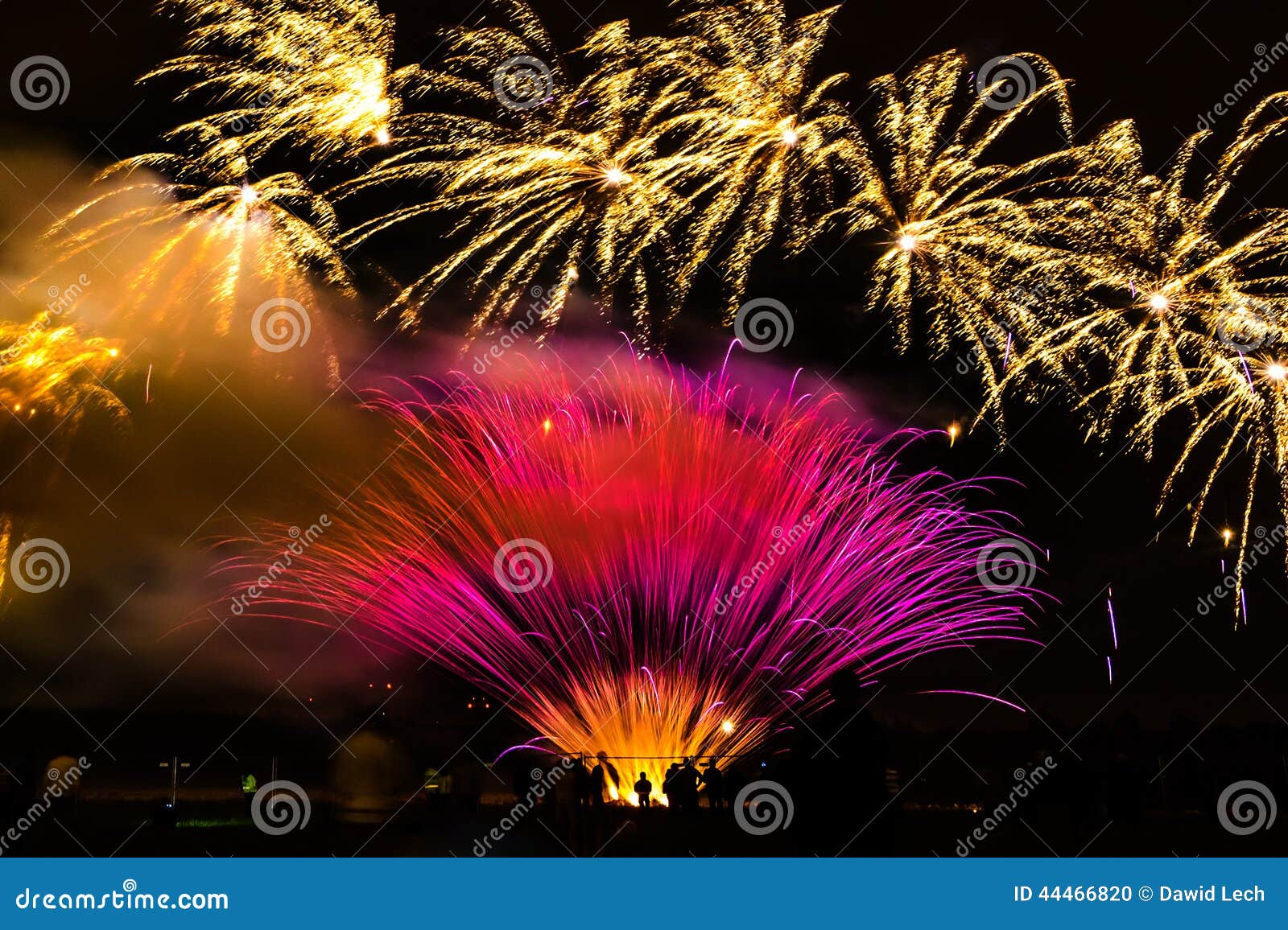 Colorful Fireworks Over Night Sky Stock Photo - Image of glow ...