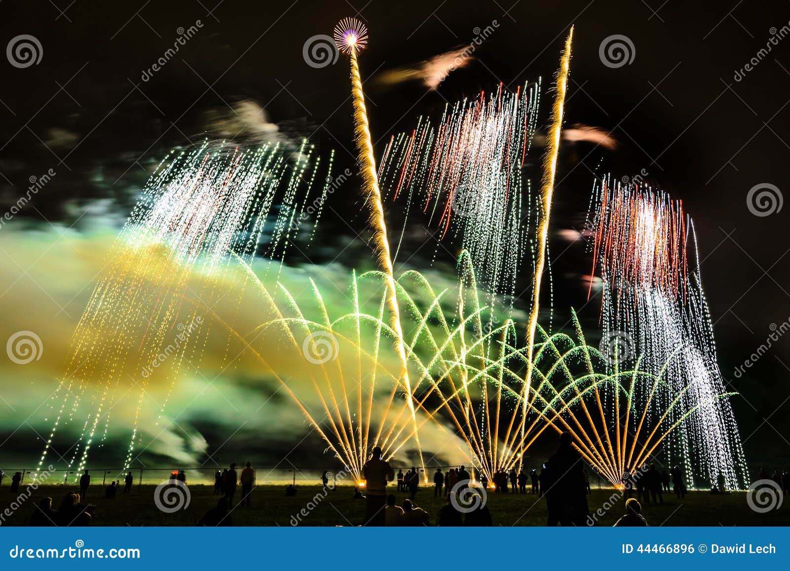 Colorful Fireworks Over Night Sky Stock Photo - Image of explosion ...