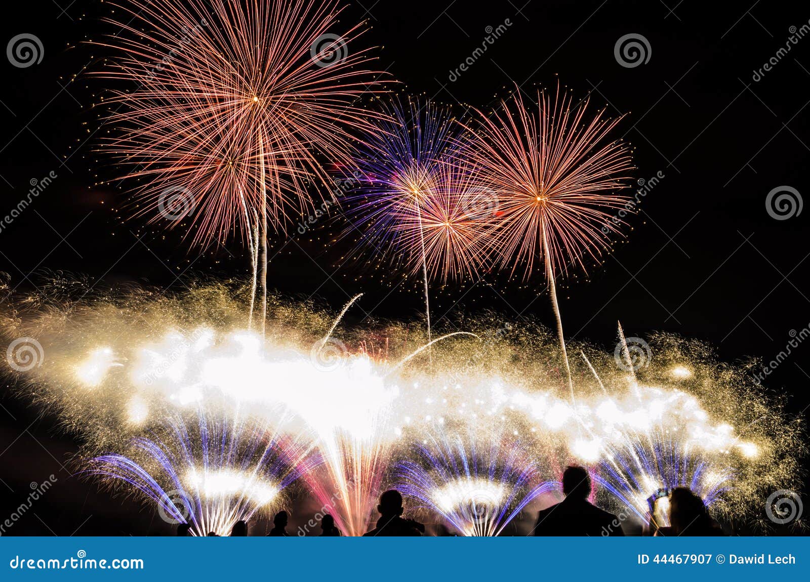 Colorful Fireworks Over Night Sky Stock Image - Image of abstract ...