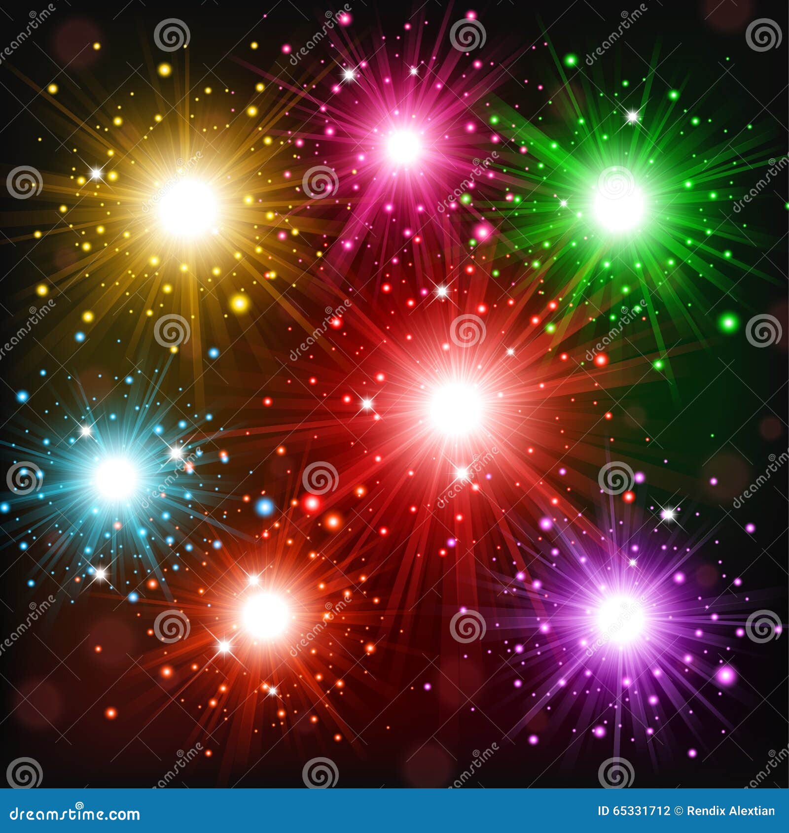 Colorful Fireworks Scattered in the Sky Stock Vector - Illustration of ...
