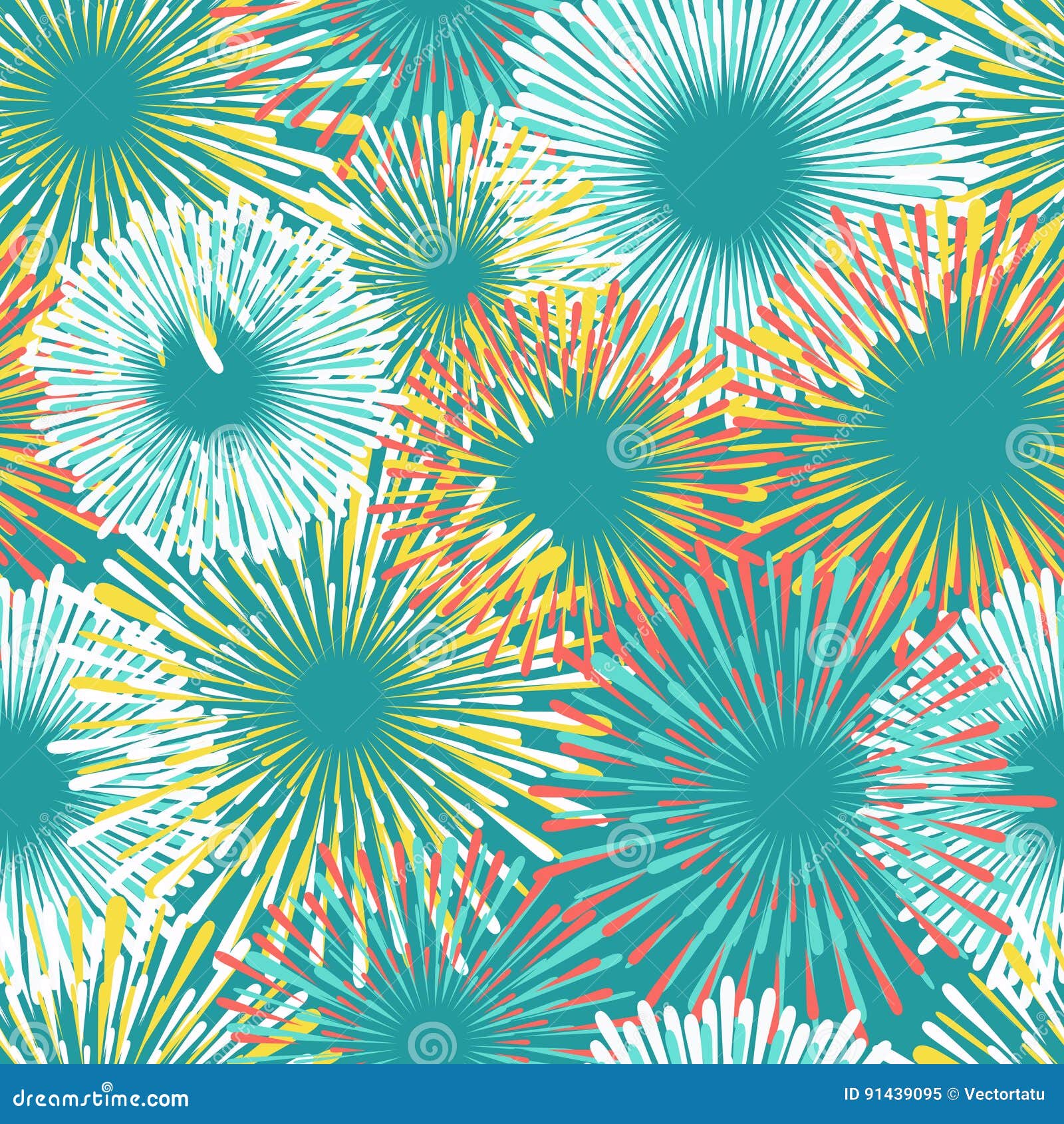 Colorful Fireworks Seamless Pattern Design Stock Vector - Illustration ...