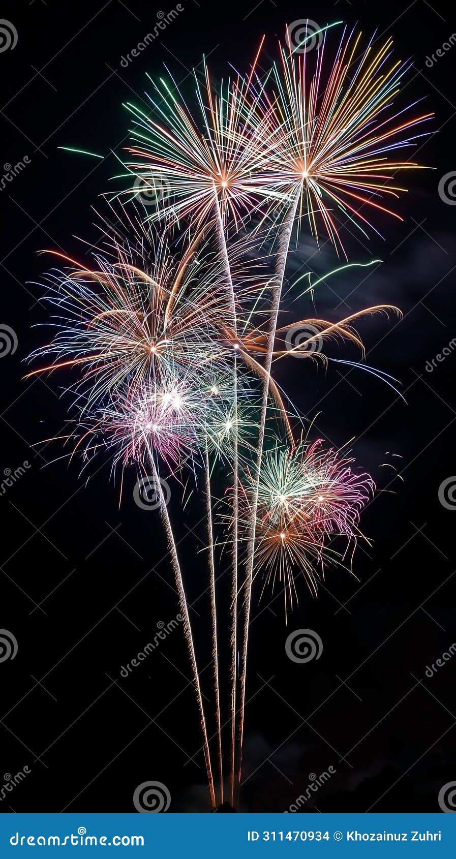 Colorful Fireworks Soaring Over a Black Background. Can Be Used As ...