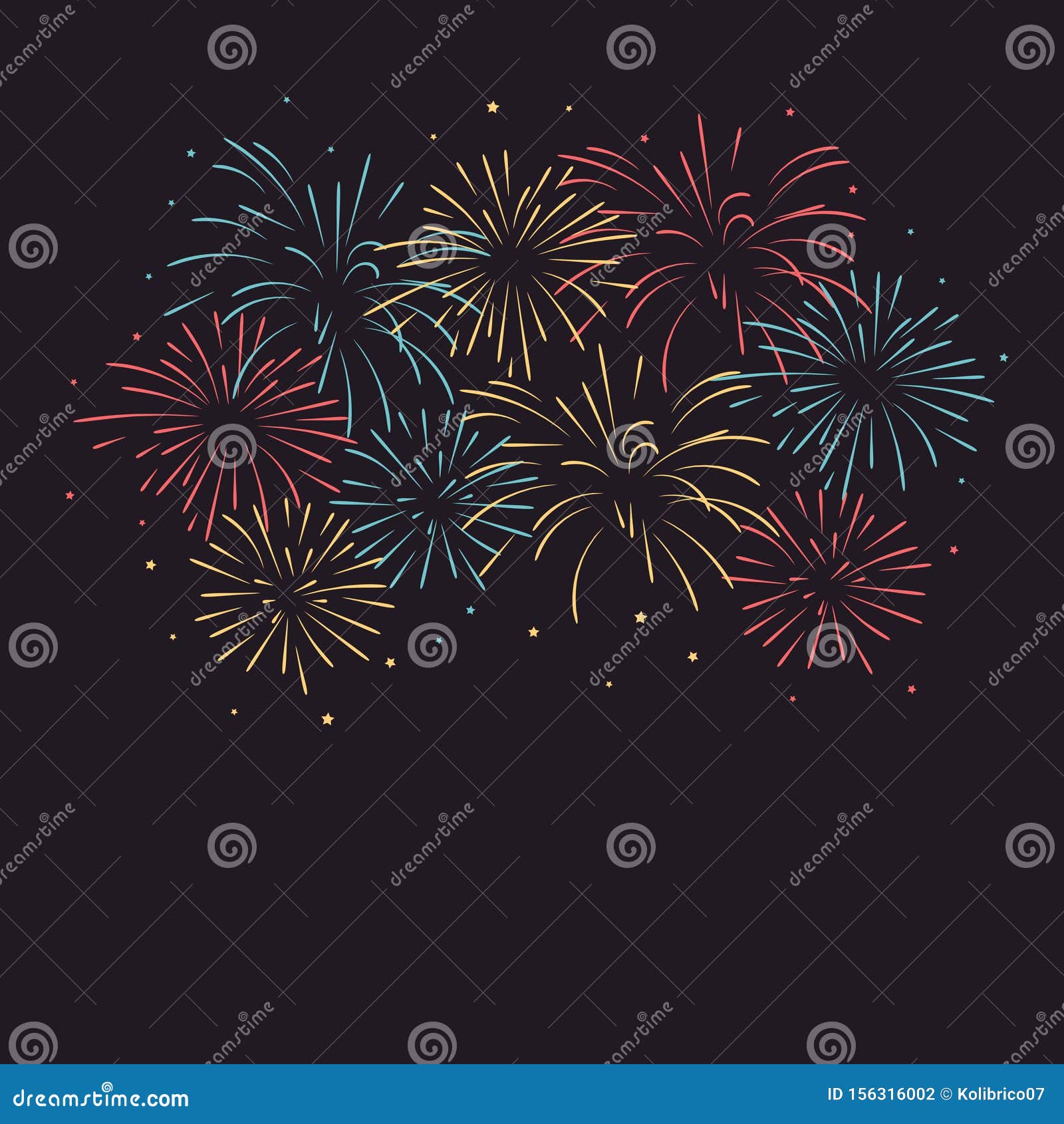 Colorful Fireworks with Stars Stock Vector - Illustration of isolated ...