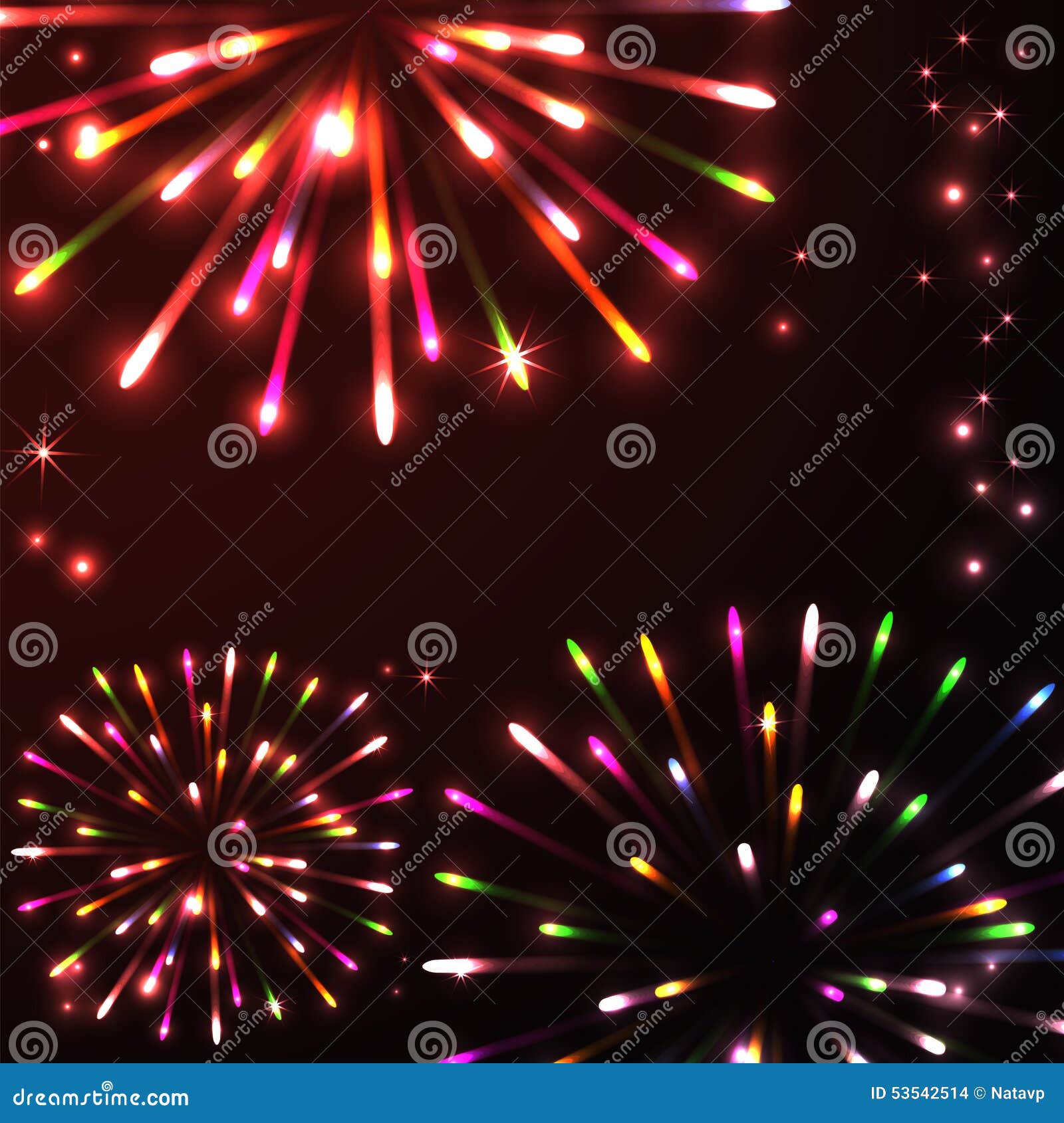 Colorful Fireworks of Various Colors Stock Vector - Illustration of ...