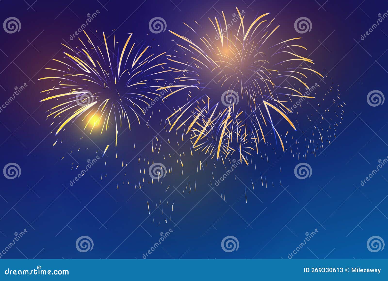 Colorful Fireworks Vector on Dark Blue Background with Sparking Bokeh ...