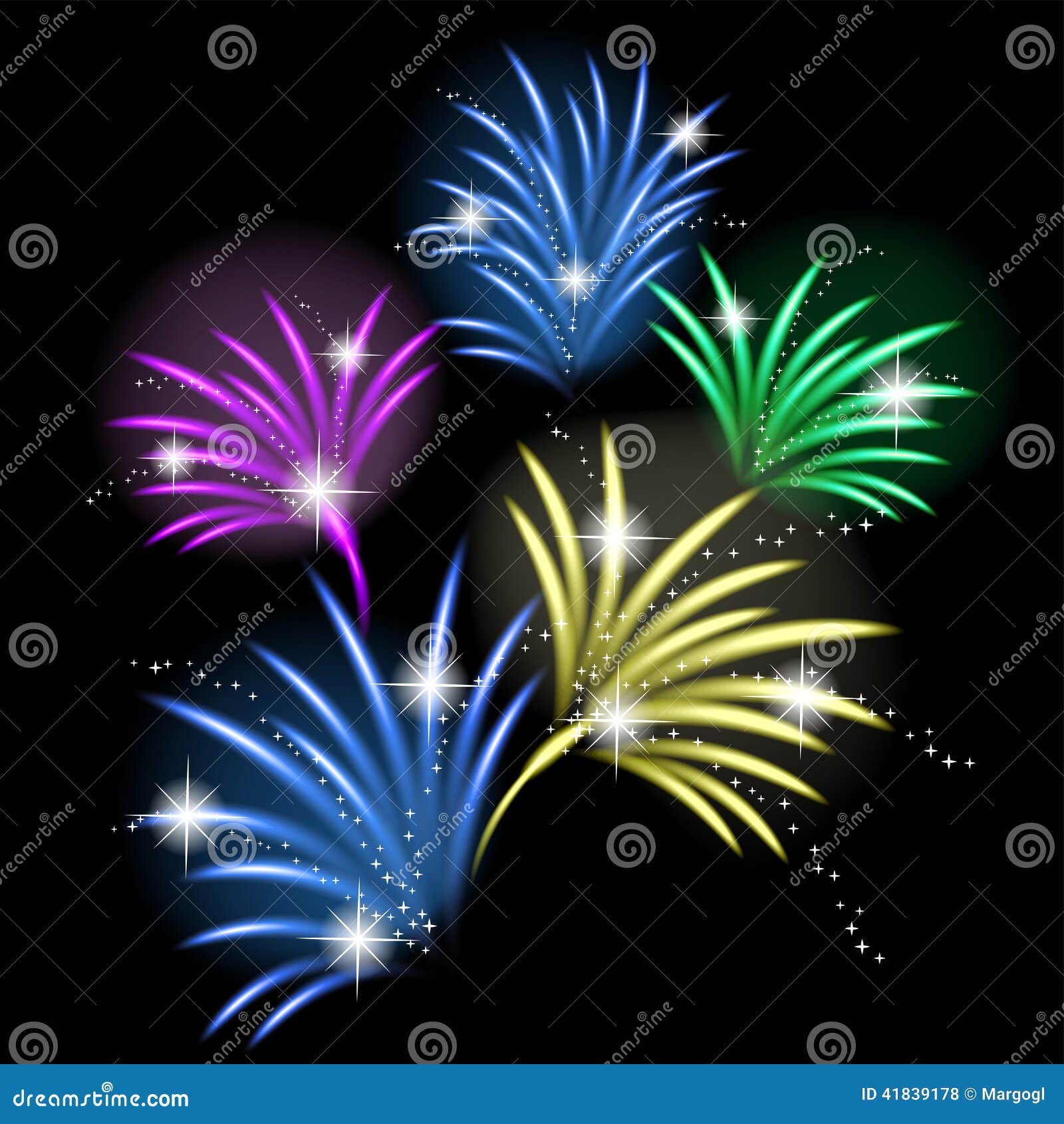 Colorful fireworks. stock vector. Illustration of firework - 41839178