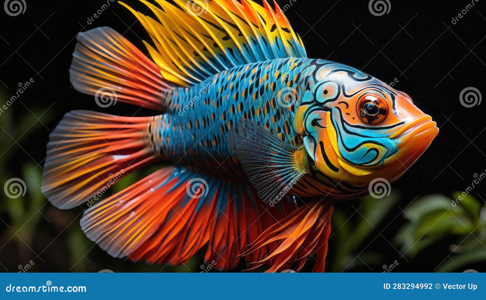Colorful Fish with Blue and Orange Spots. Generative AI. Stock ...