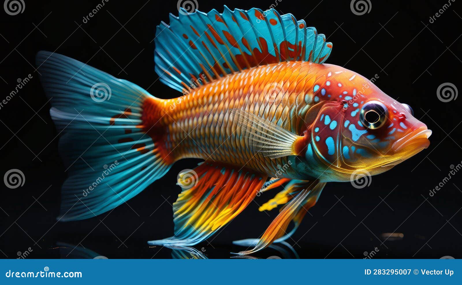 Colorful Fish with Blue and Orange Spots. Generative AI. Stock ...