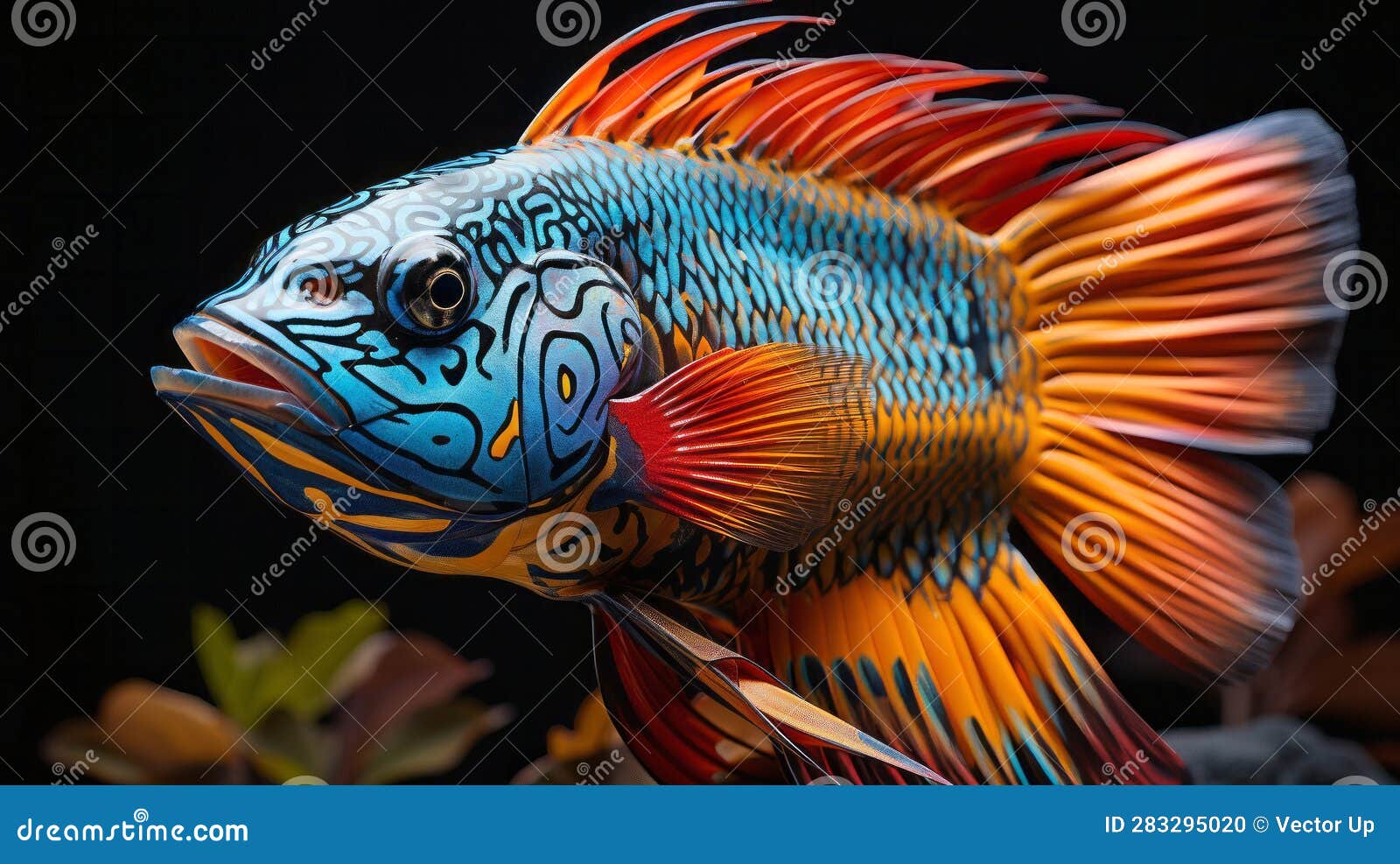Colorful Fish with Blue and Orange Spots. Generative AI. Stock ...