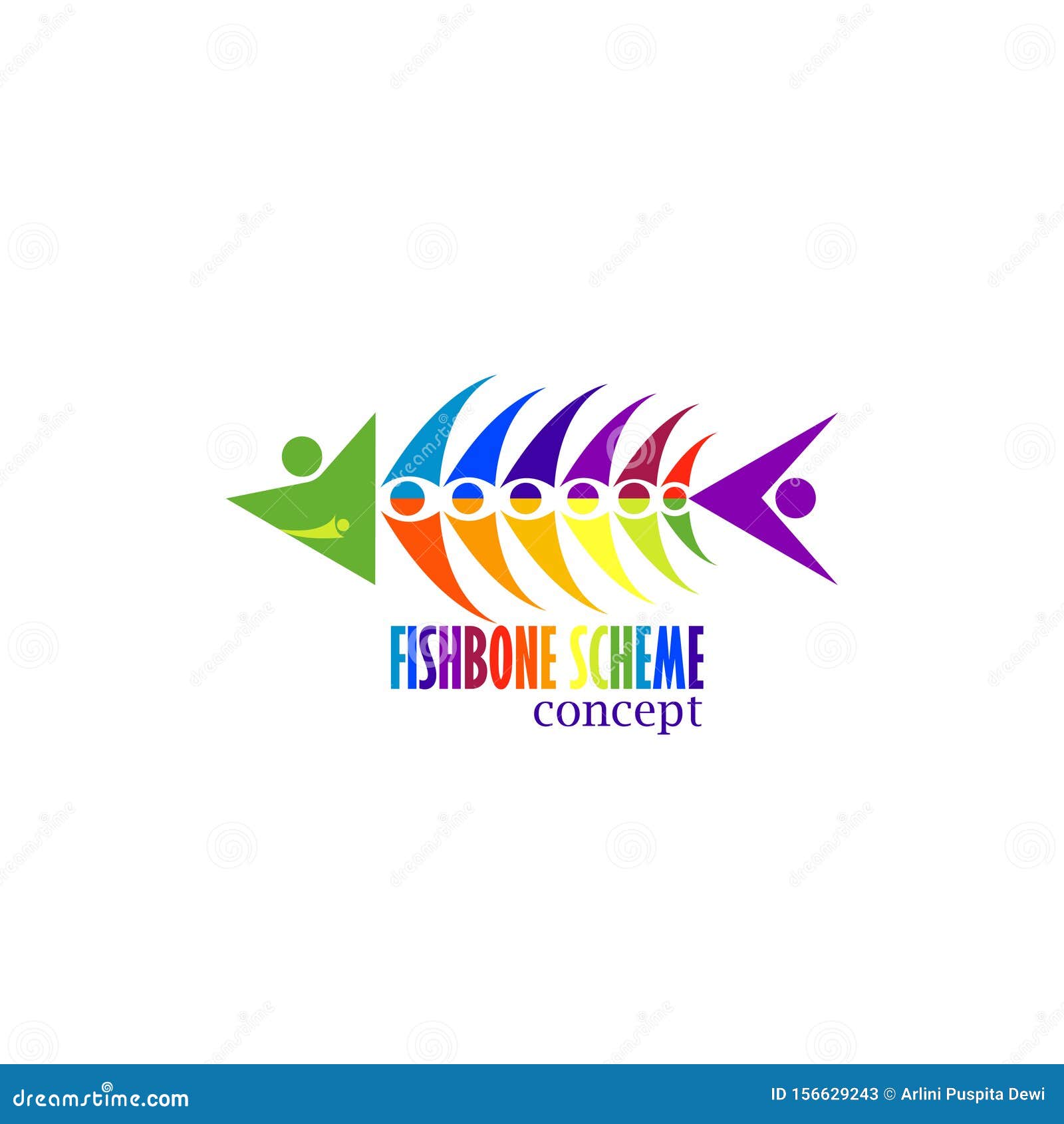 Colorful Fish Bone Concept Symbols on a White Background. Vector ...
