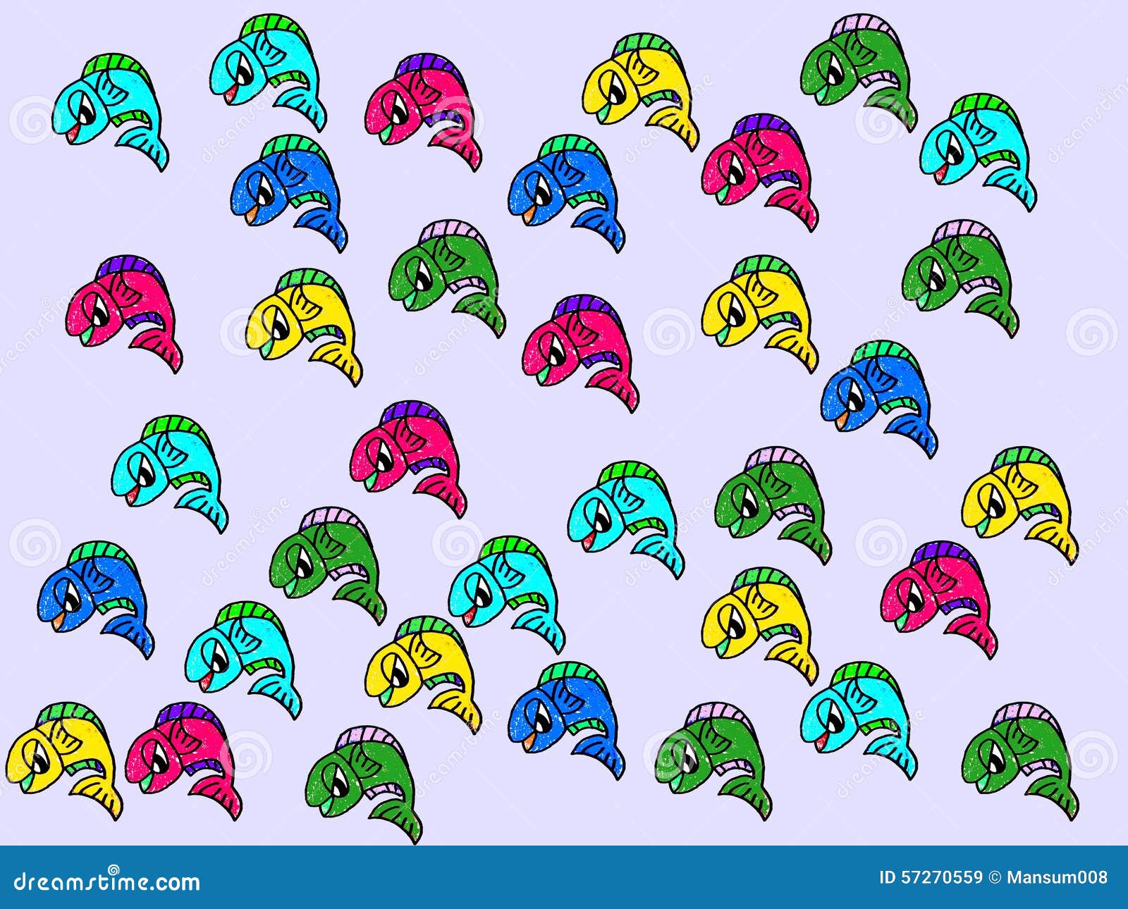 Colorful fish cartoon stock illustration. Illustration of animal - 57270559