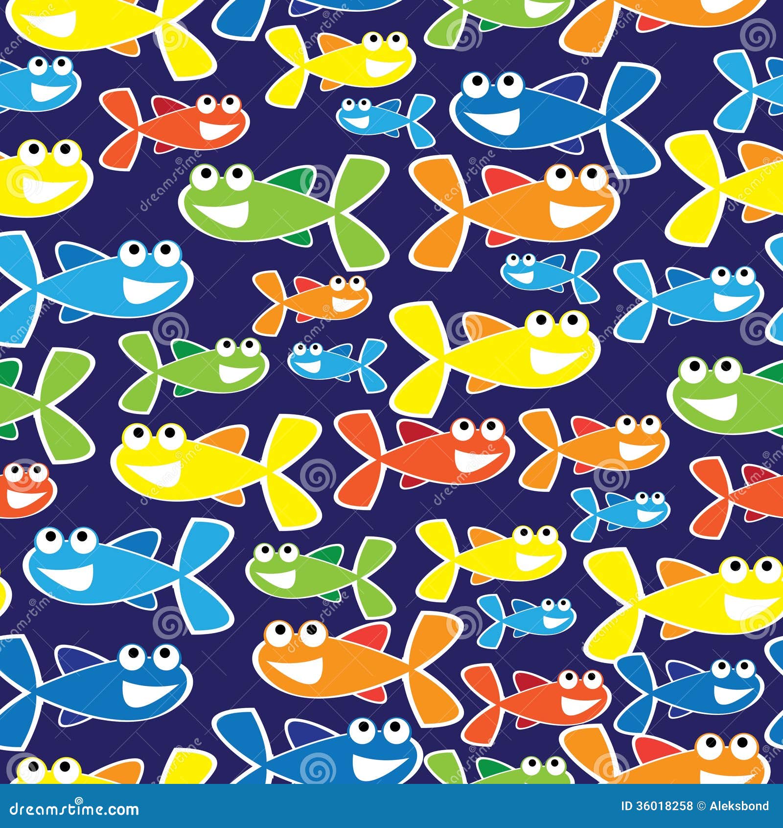 Colorful Fish Cartoon Seamless Illustration Stock Vector - Illustration ...