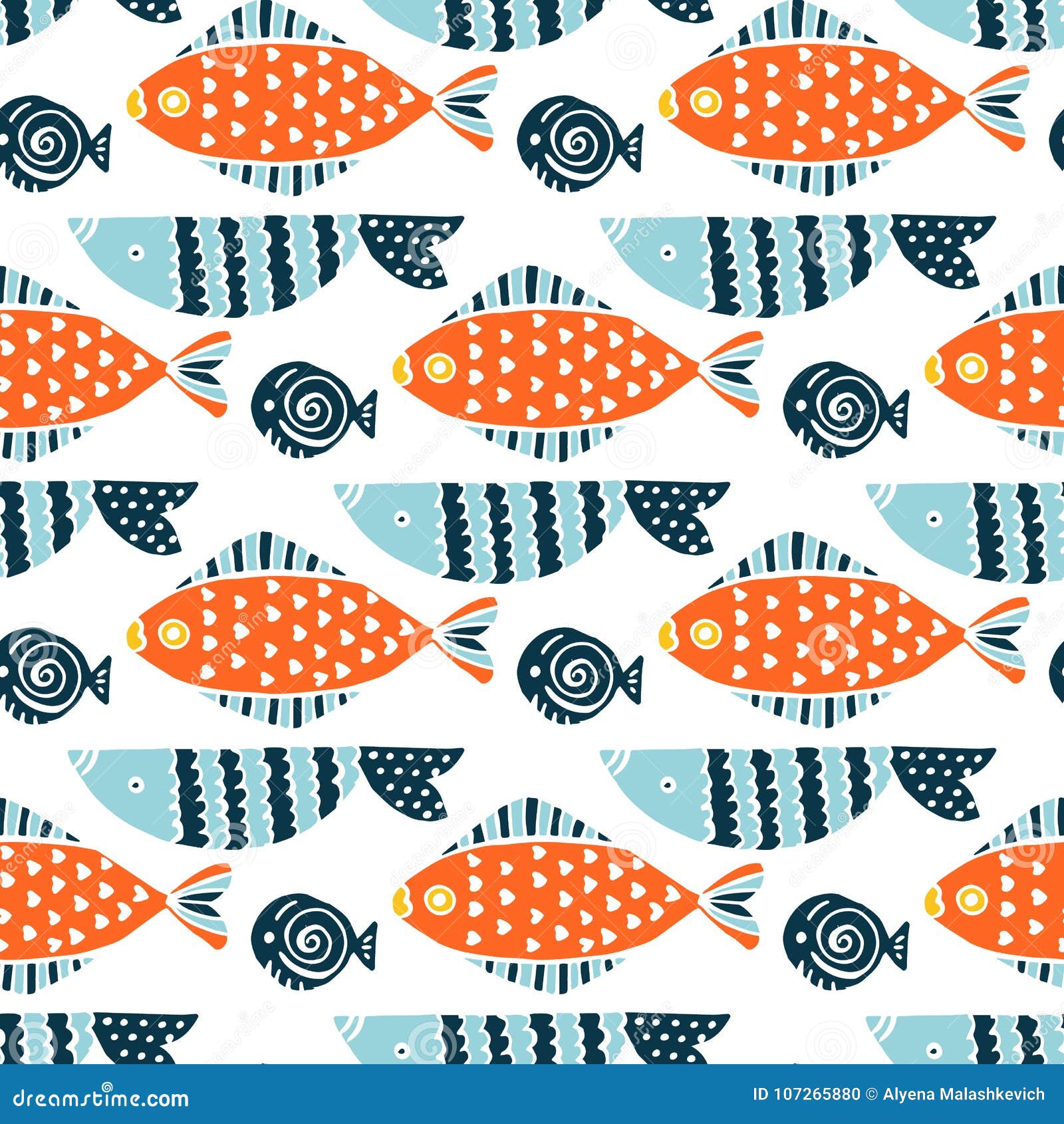 Colorful Fish Cartoon Seamless Vector Pattern Stock Vector ...