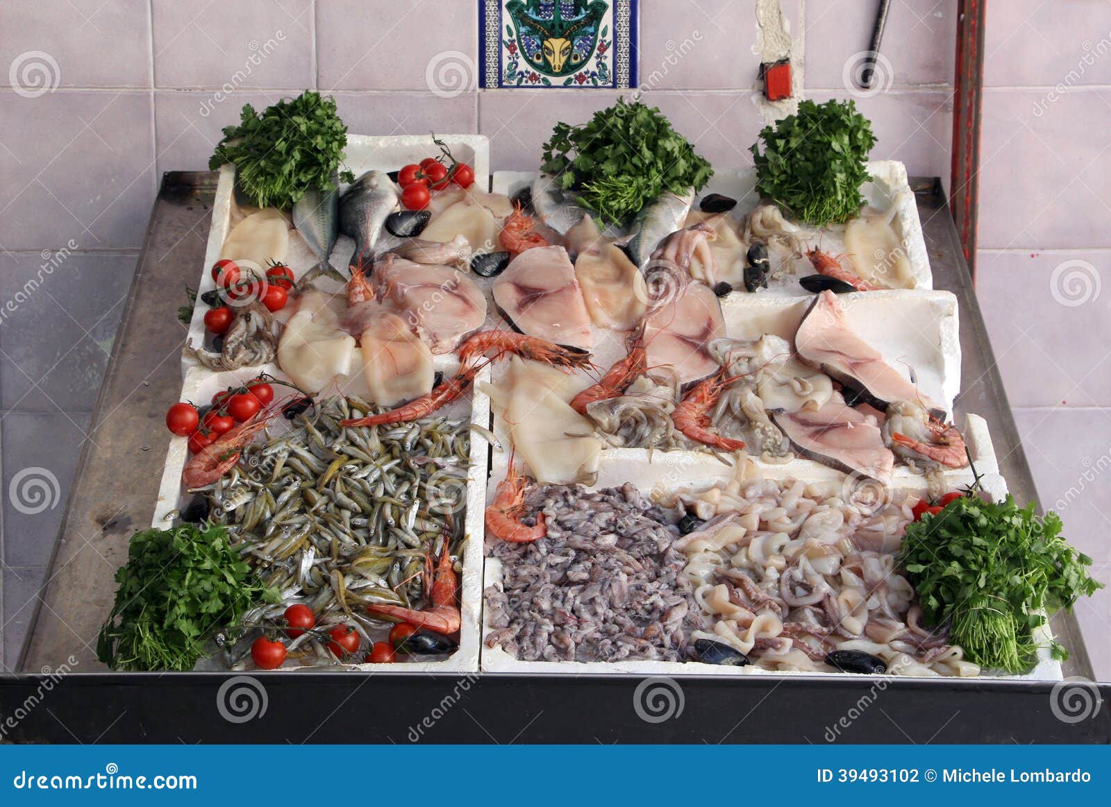 Colorful fish counter stock photo. Image of natural, swordfish - 39493102