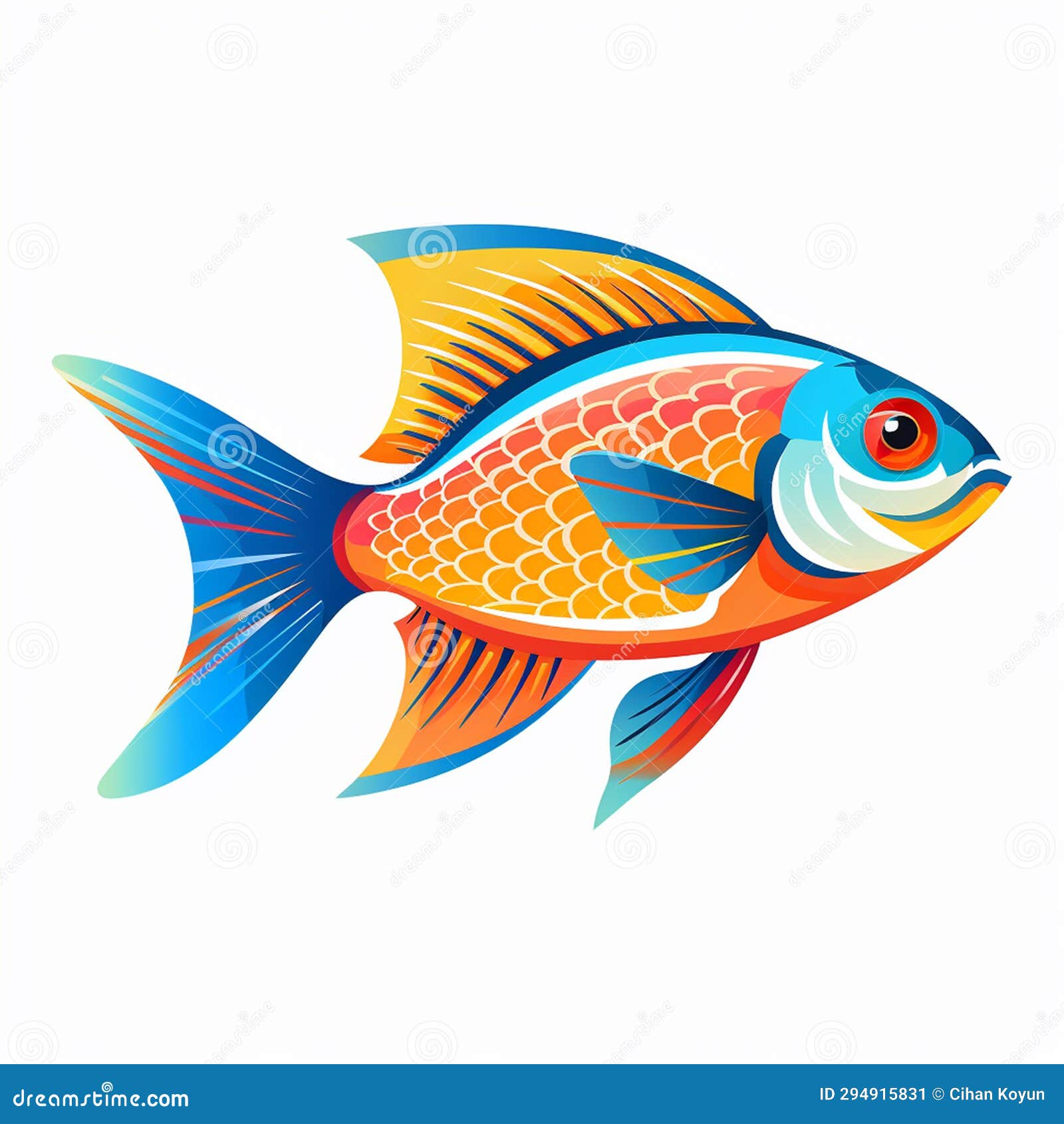 Colorful Fish Drawing for Children S Poster Stock Illustration ...